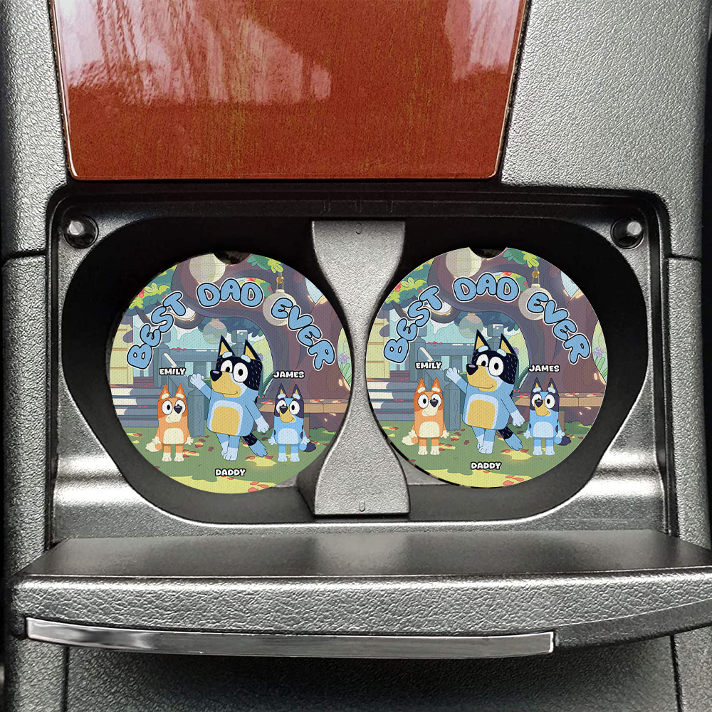 Personalized Car Coaster - Best Dad Ever - Bluey Family - Father's Day ...