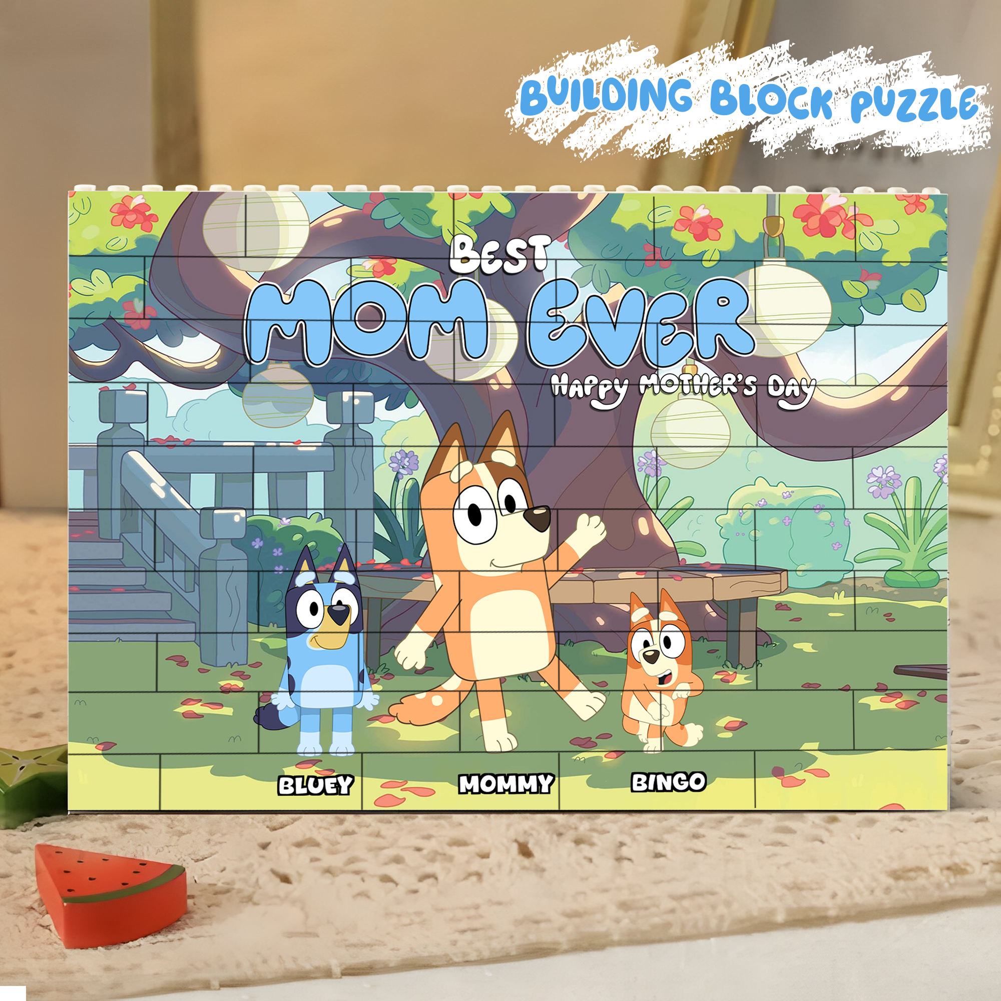 Building Block Puzzle - Best Mom Ever - Happy Mother's Day - Bluey ...