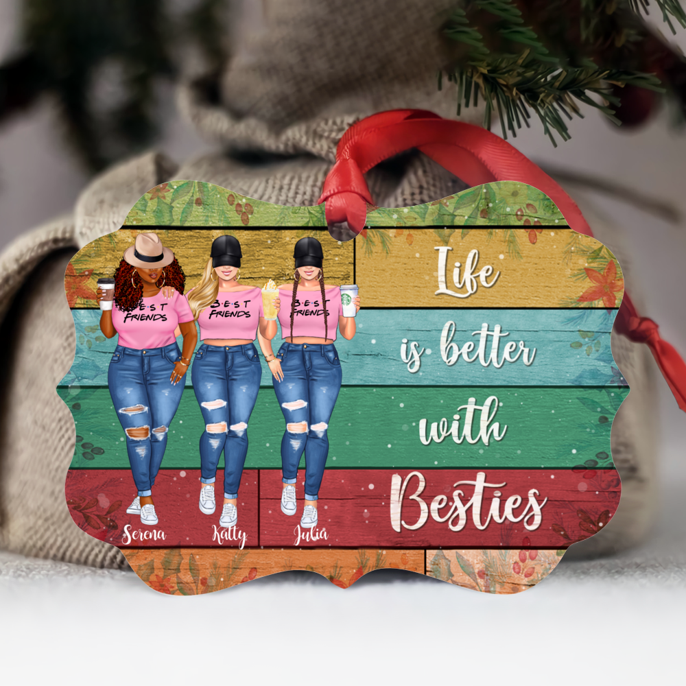 Pink Girls Ornament - Up to 3 Girls - Life Is Better With Besties ...