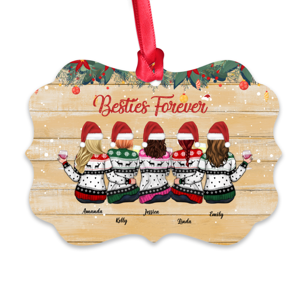 5 Sisters - Besties Forever - Personalized Ornament