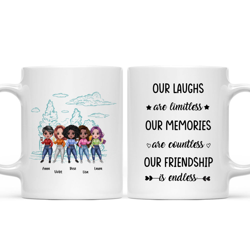 Besties Mug - Our laughs are limitless Our memories are countless Our ...