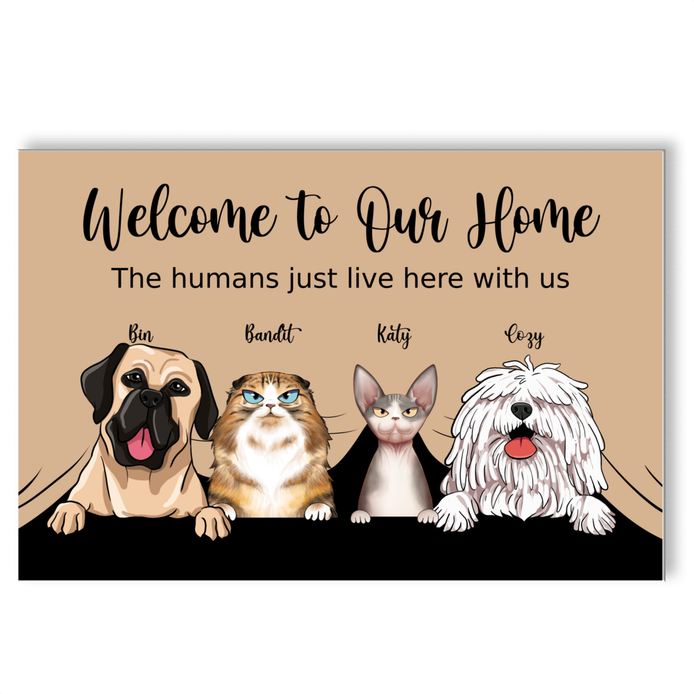 Dogs and Cats - Welcome to our home....Custom Welcome Mats, Cat Lover ...
