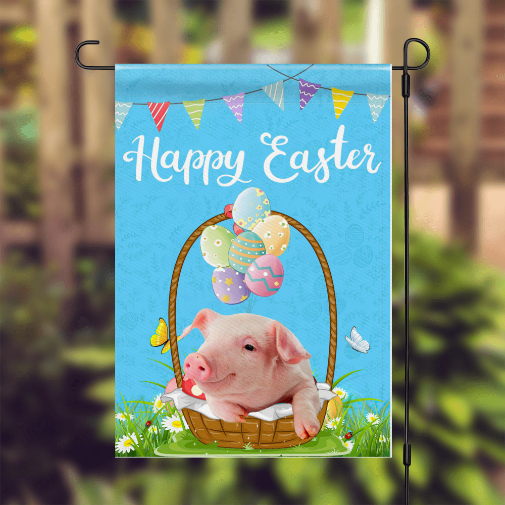 Happy Easter - Happy Easter Pig Happy Easter Flag Bunny Easter Eggs ...