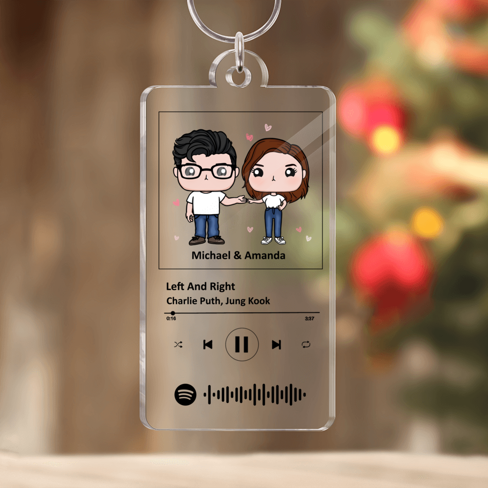 Cute Couple Figure - Custom Song Keychain - A Special Song of You and ...