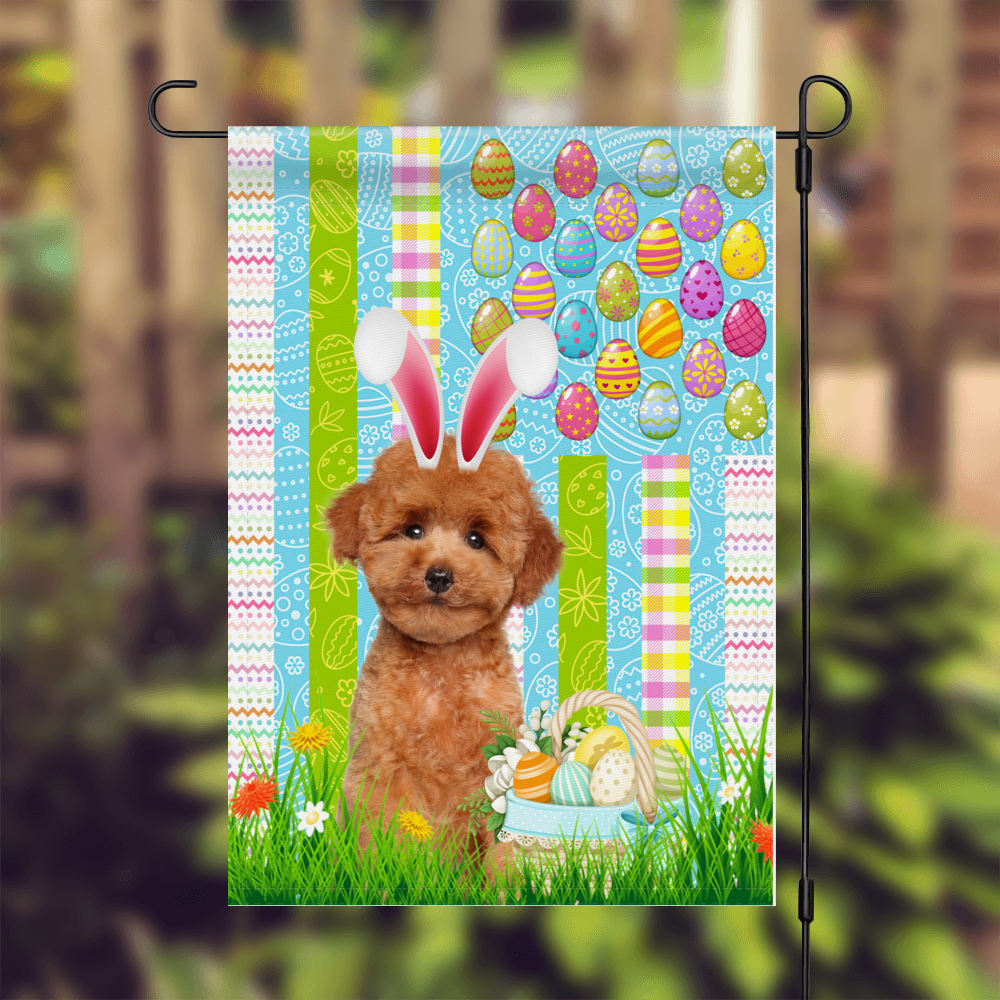 Happy Easter - Poodle Dog Easter Wreath Dog Flag Bunny Easter Wreath ...