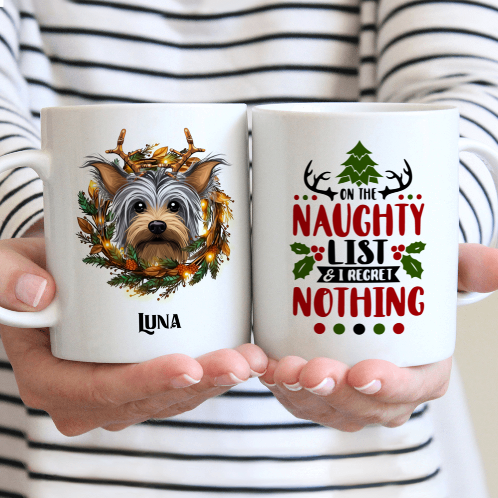 Christmas Dog Mug - Yorkshire Terrier Dog Mug with Reindeer Antlers ...