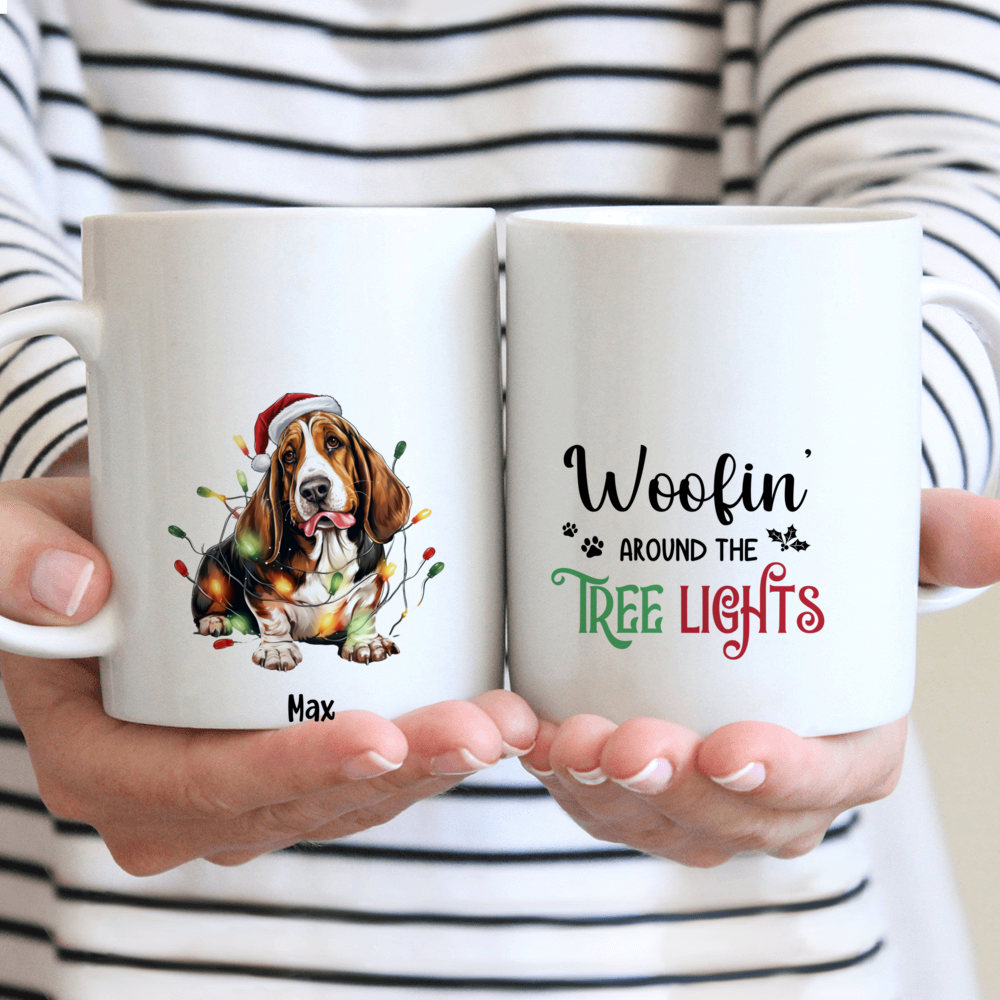 Christmas Dog Mug - Christmas Bassett Hound Dog with Xmas Hat and ...