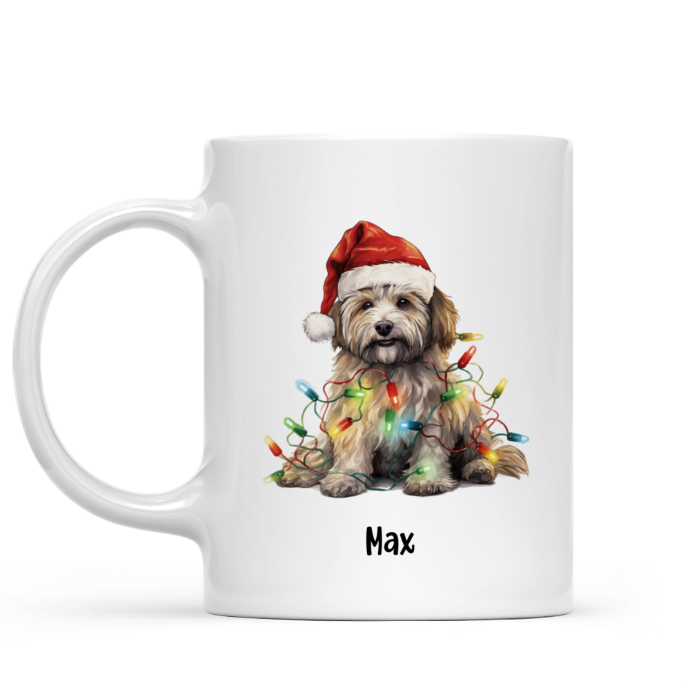 Christmas Dog Mug - Cartoon Havanese Dog in Christmas Hat Wrapped in ...