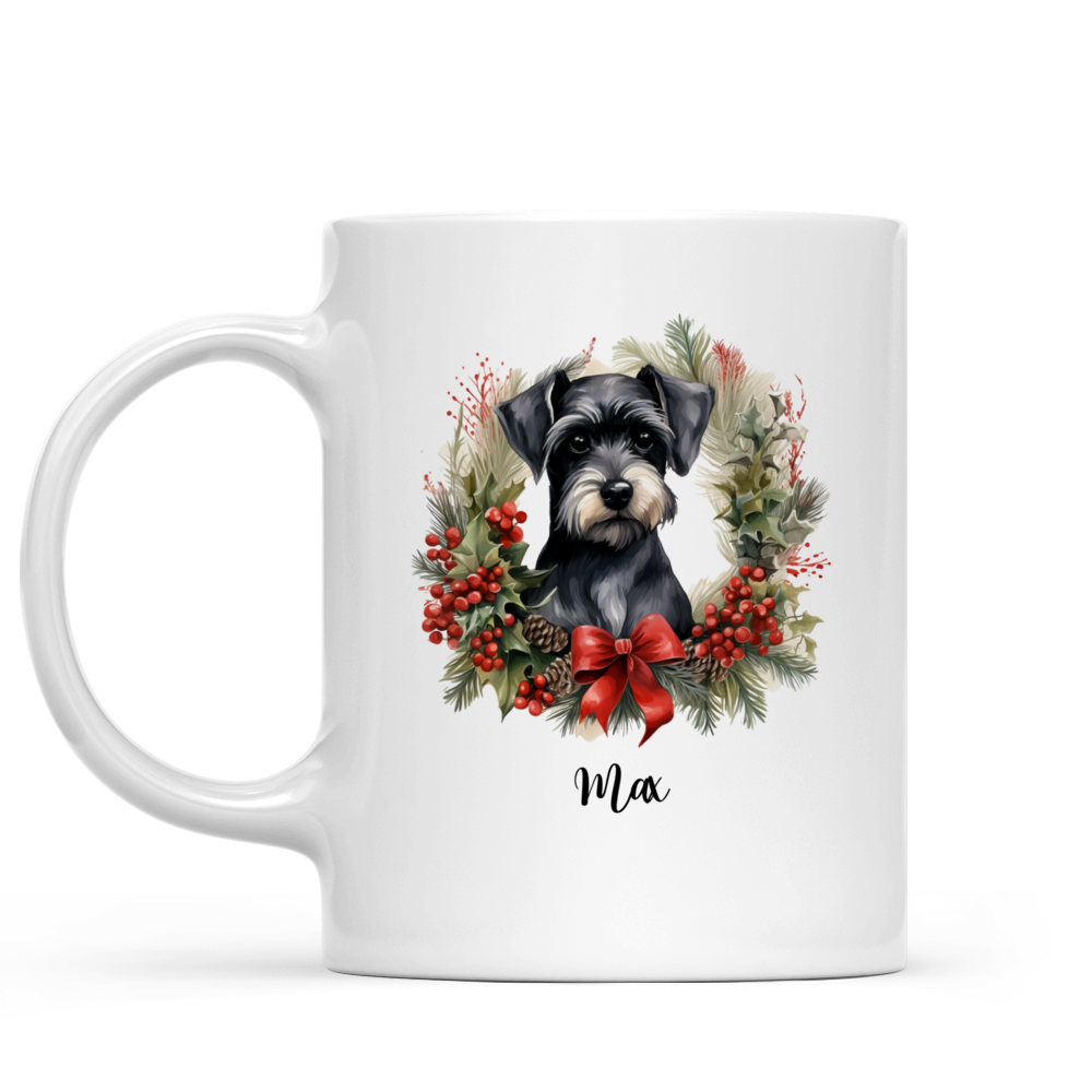 Christmas Dog Mug - Christmas Miniature Schnauzer Dog with Floral ...