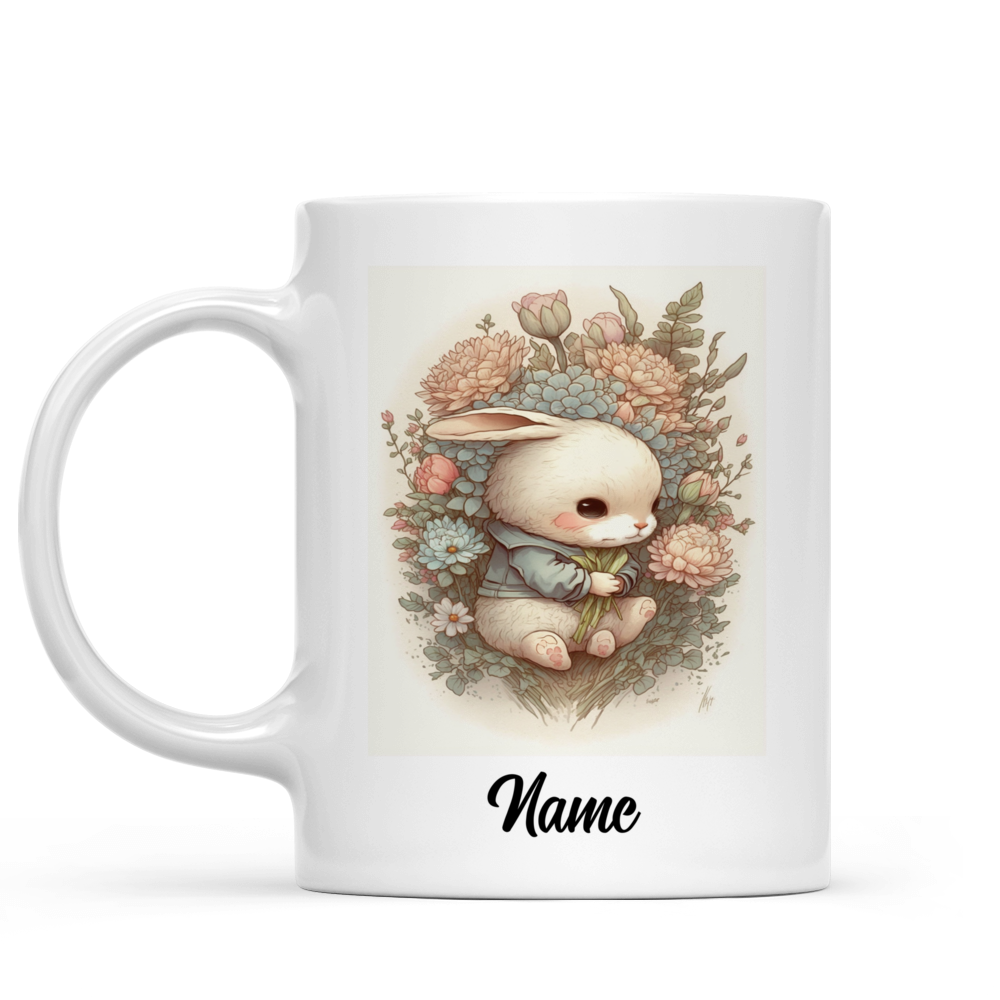 Lovely Floral Rabbit Mug - Lovely Floral Rabbit - Custom Mug - Gifts ...
