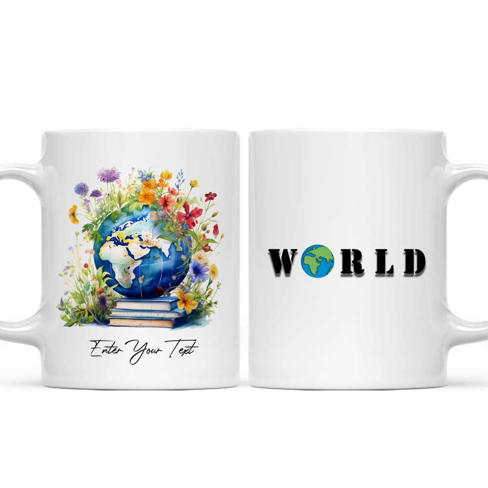 Geography Mug - School Geography Globe Book Flower Mug - Custom Mug ...