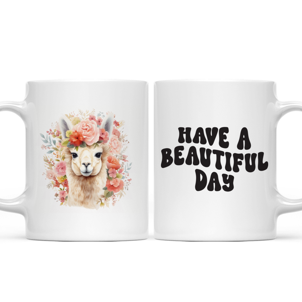 Alpaca Mug - Positive Vibes - Personalized Cute Watercolor Alpaca Mug 2024