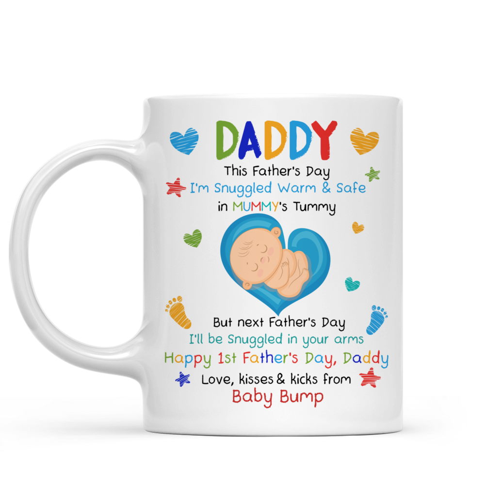 Personalized Mug - Lovely Baby Bump Mug - Happy First Daddy's Day ...