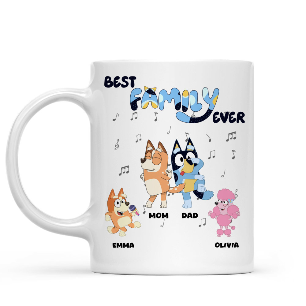 Bluey Family Mug - Customized Mug - Singing & Dancing Bluey- Gift for ...