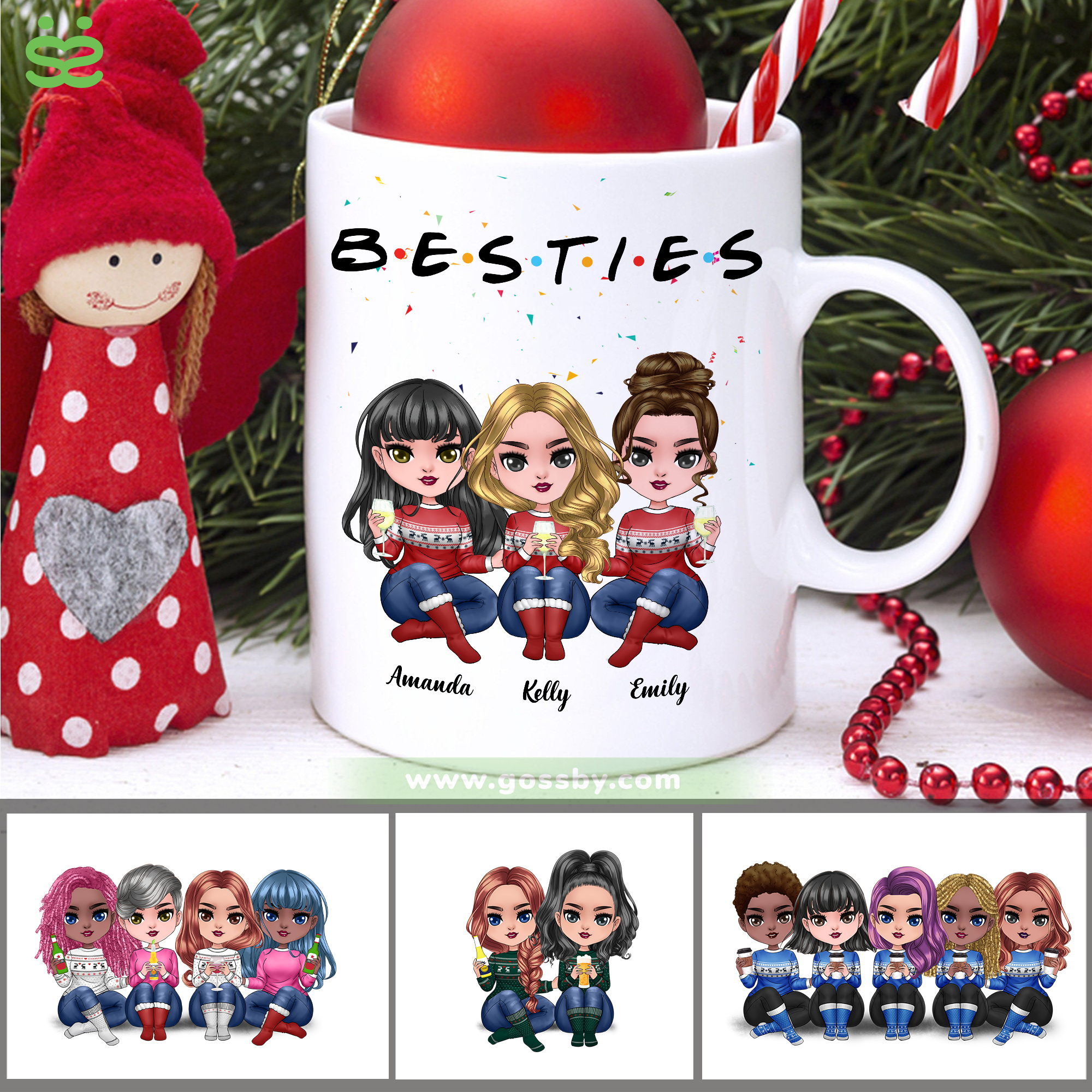 Up To 5 Dolls - BESTIES (v2) - Personalized Mug
