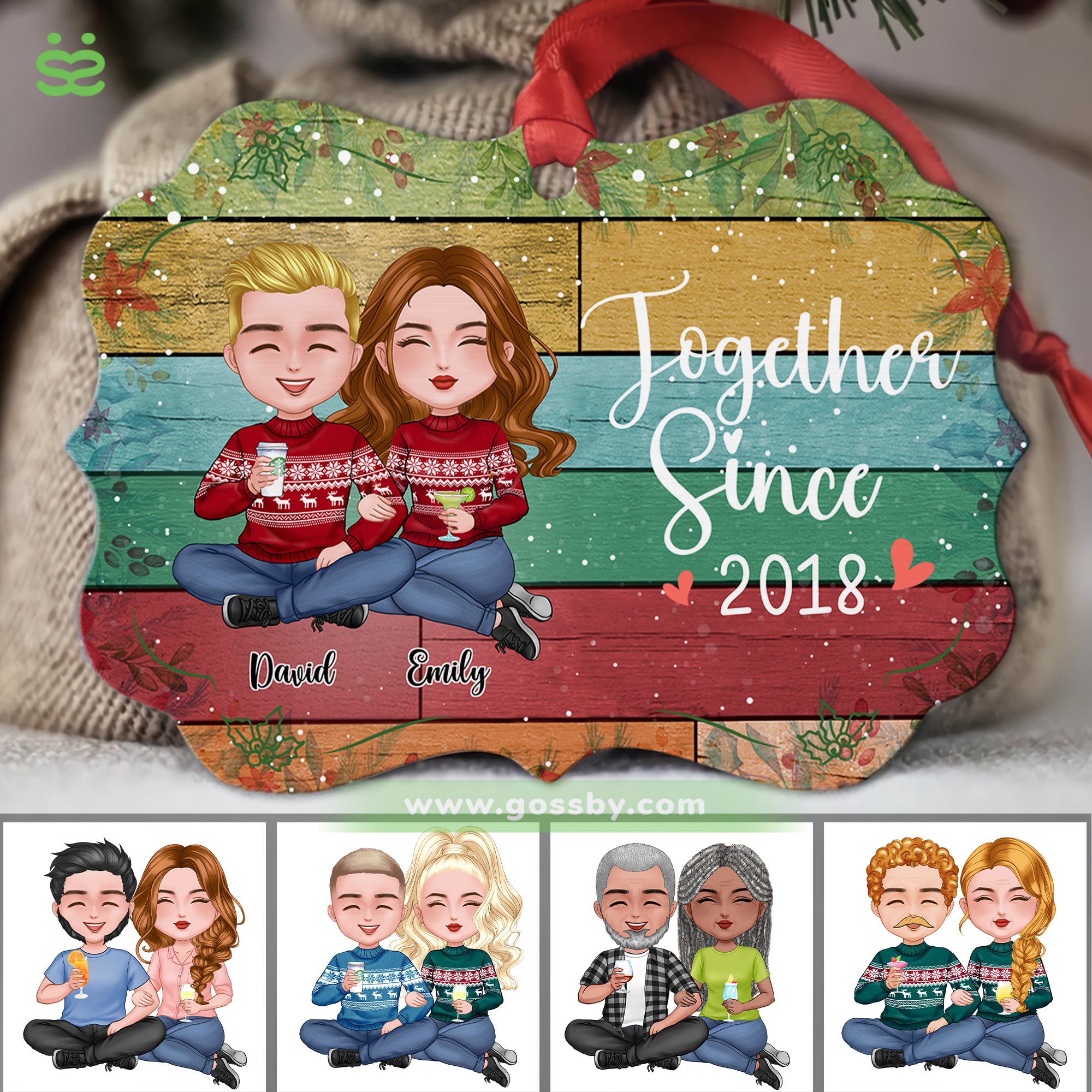 Chibi Couple - Together Since [Year] - Personalized Ornament