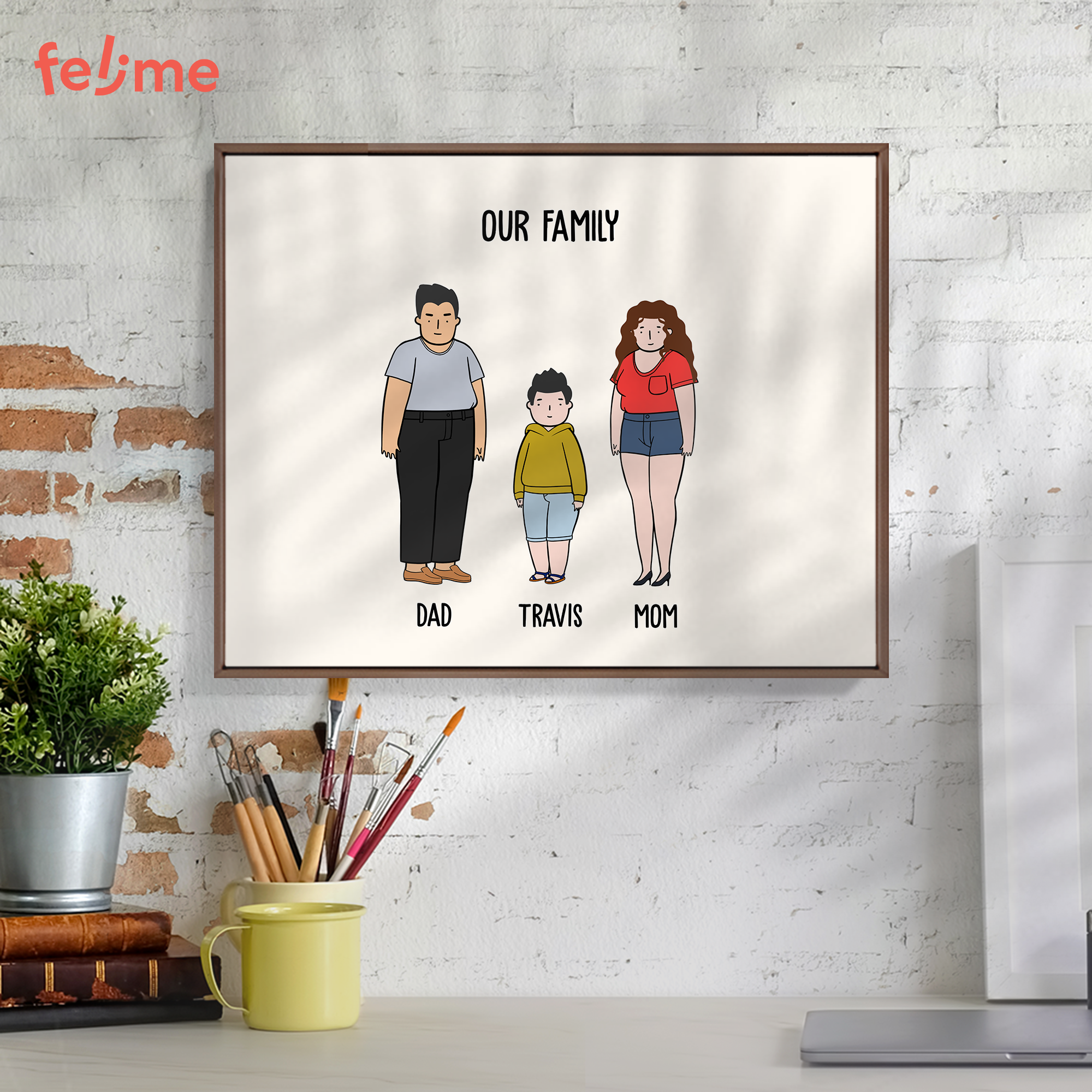 Cute Family Portrait - Custom Poster (BN) - Personalized Poster