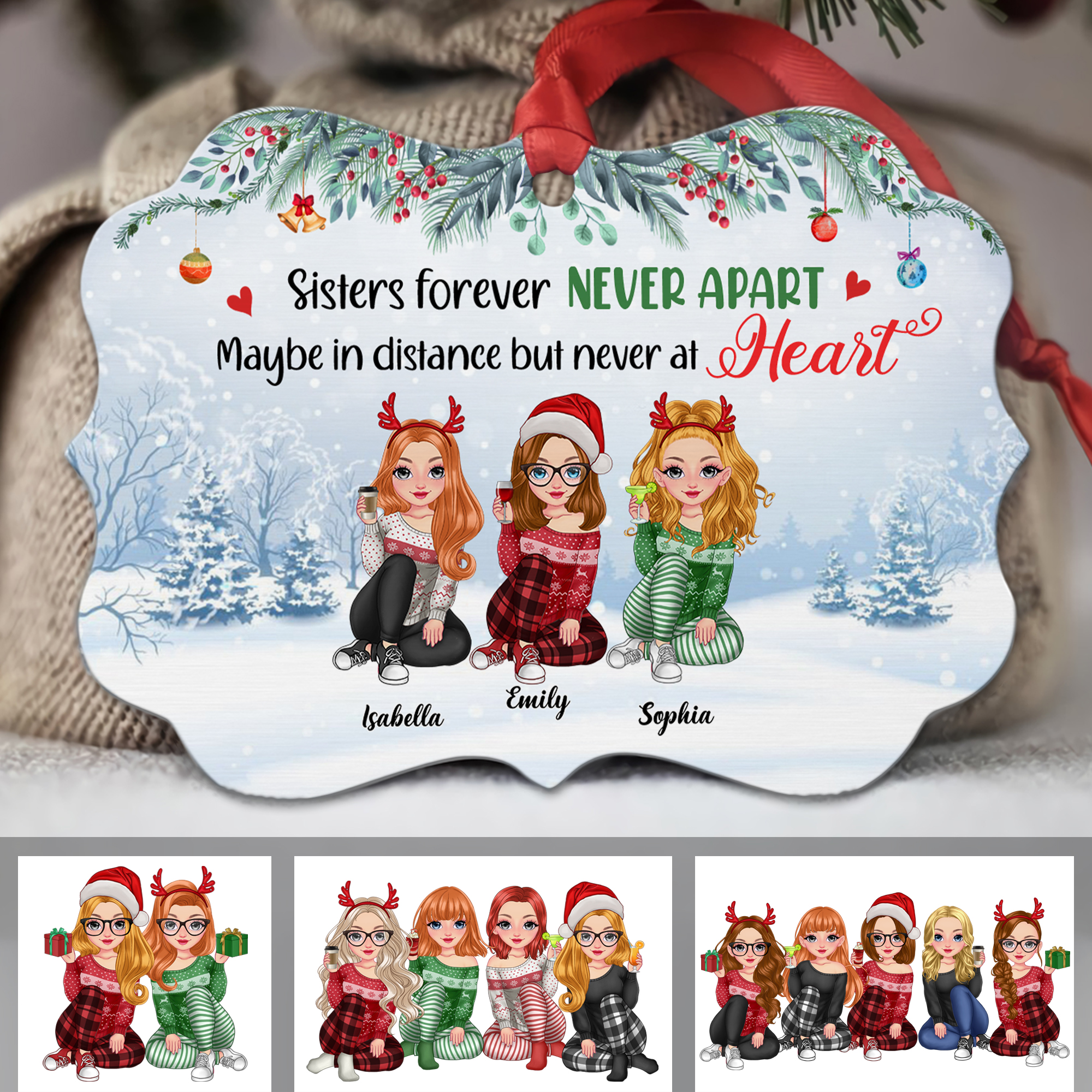 Sisters Ornament - Sisters forever never apart, maybe in distance but ...