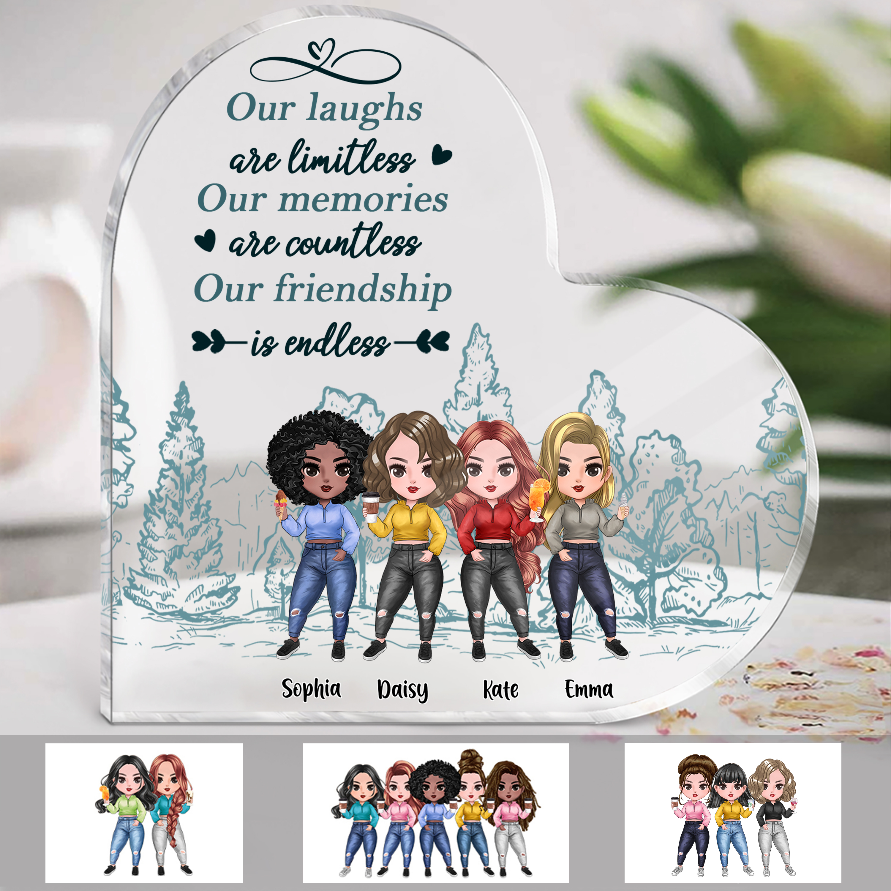 Heart Transparent Plaque - Besties - Our laughs are limitless Our ...