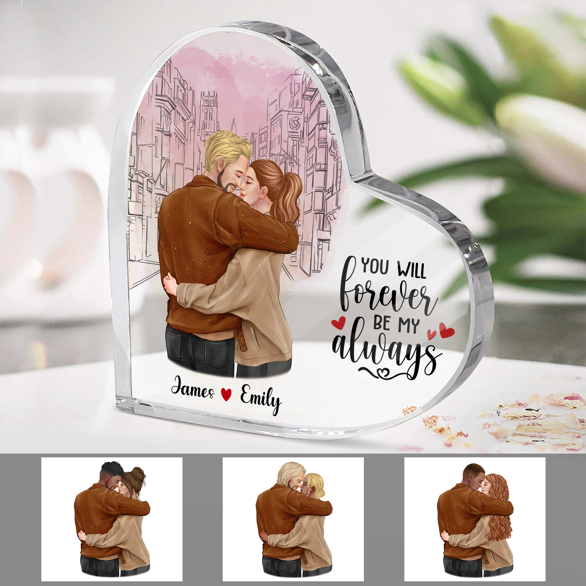 Heart Transparent Plaque - Couple - You will forever be my always ...
