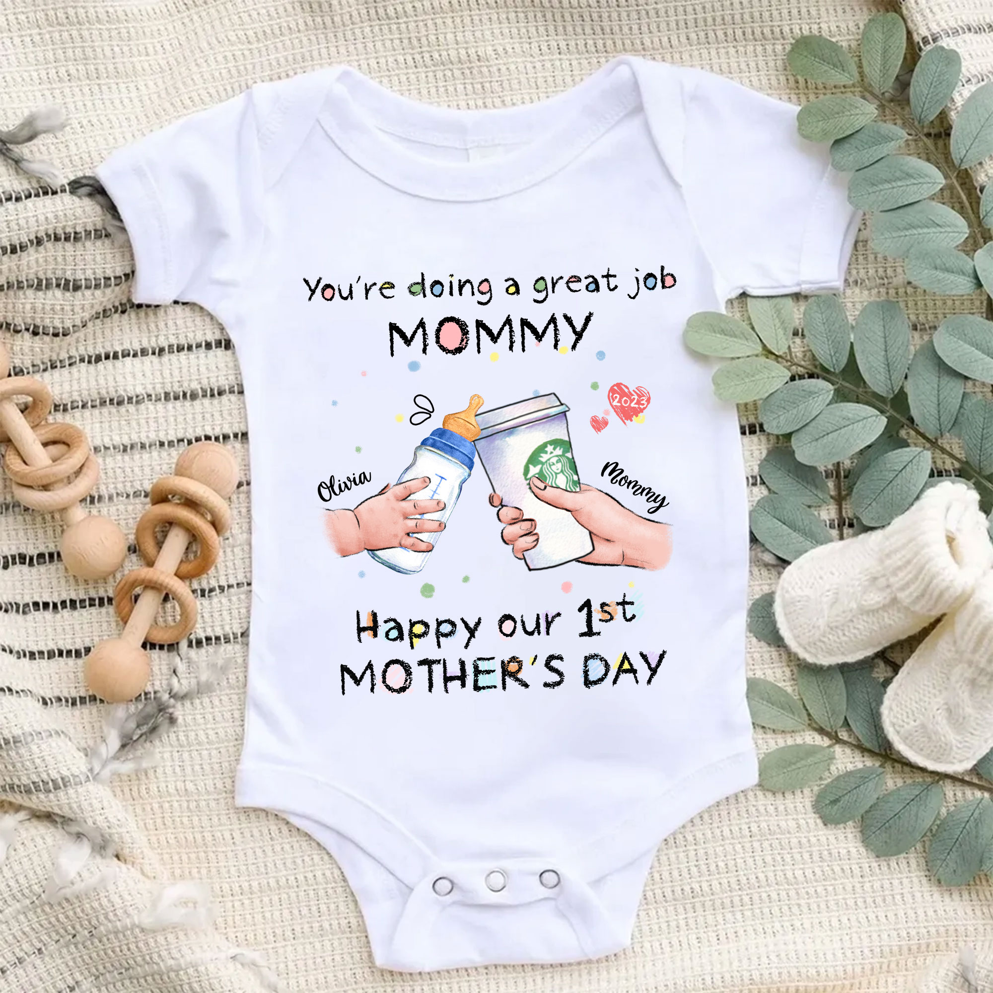 Custom Baby Onesies - You're doing great job Mommy - Happy our 1st ...
