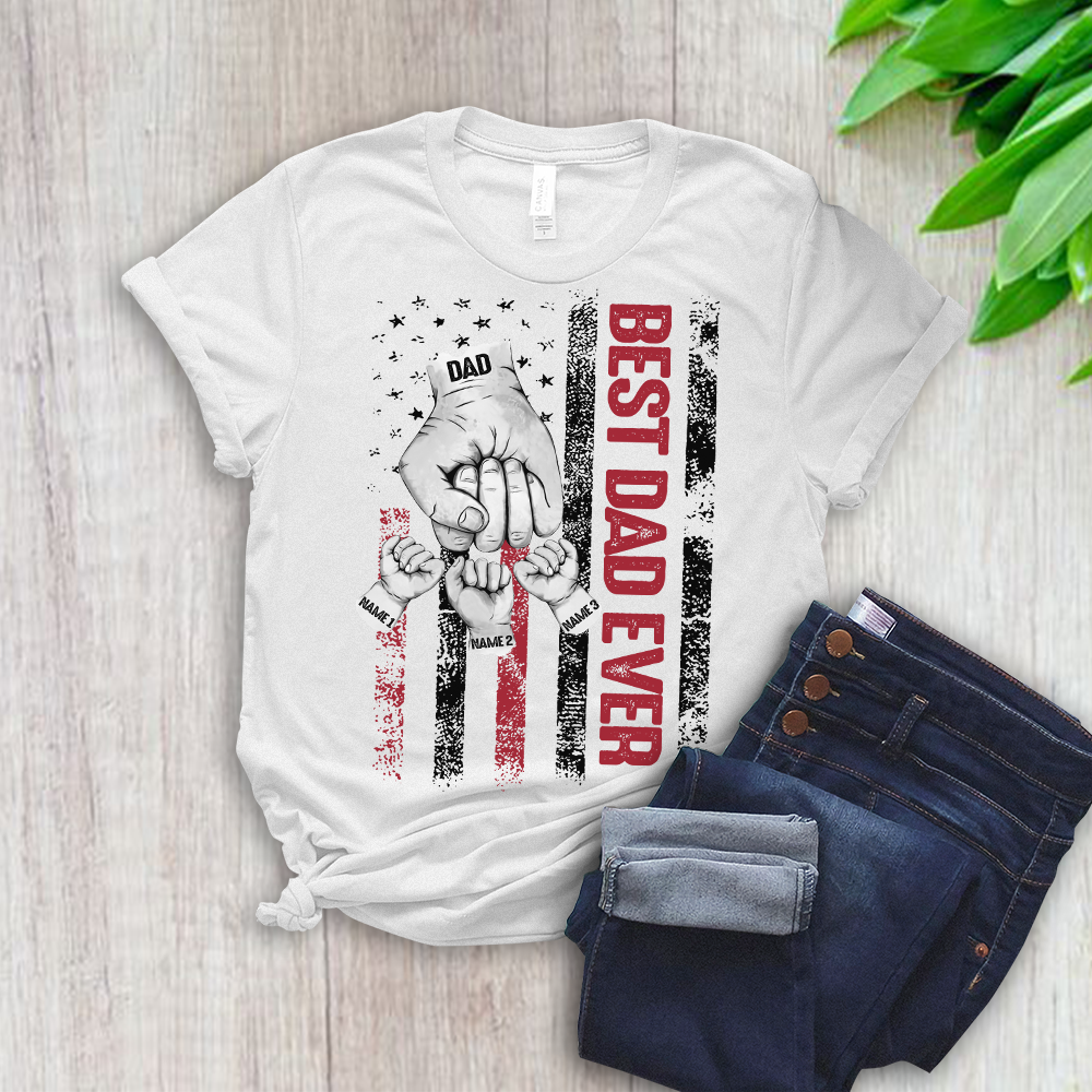 Father's Day 2023 - Personalized Dad Raised Fist Hand T-Shirt, Custom ...