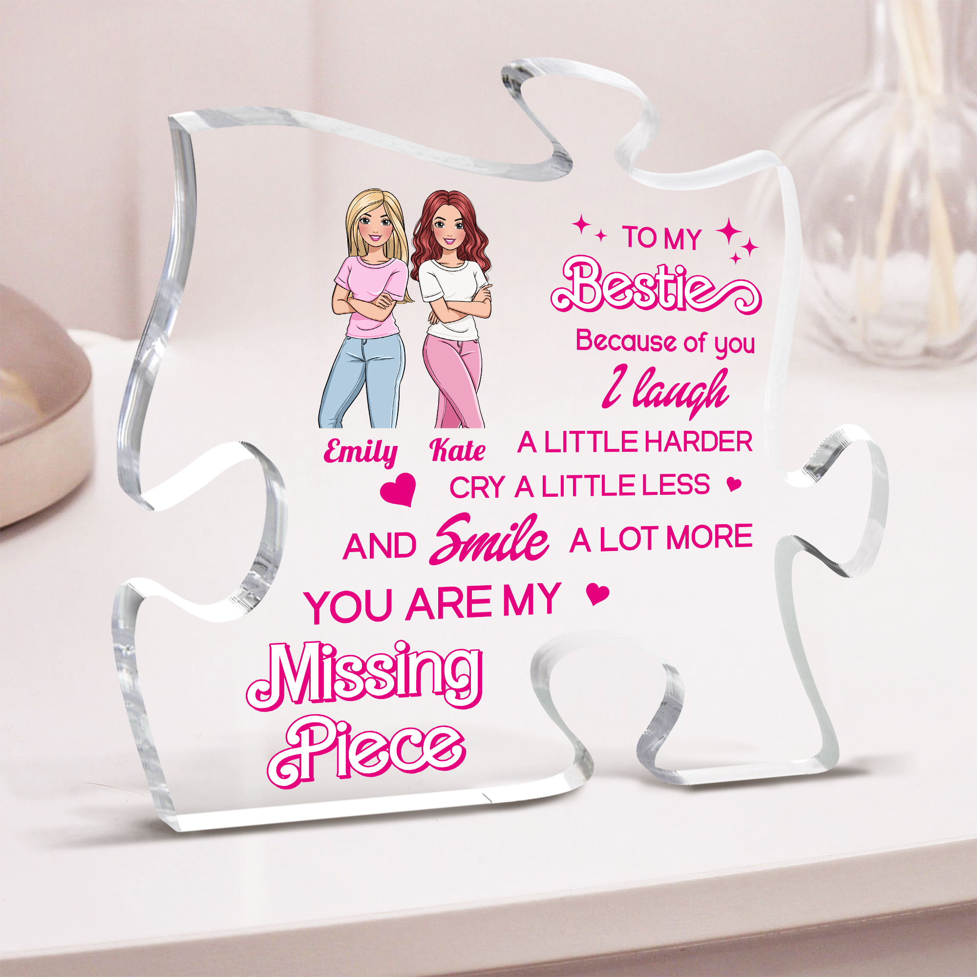 Transparent Plaque - Besties - You are my missing piece (Custom Puzzle ...