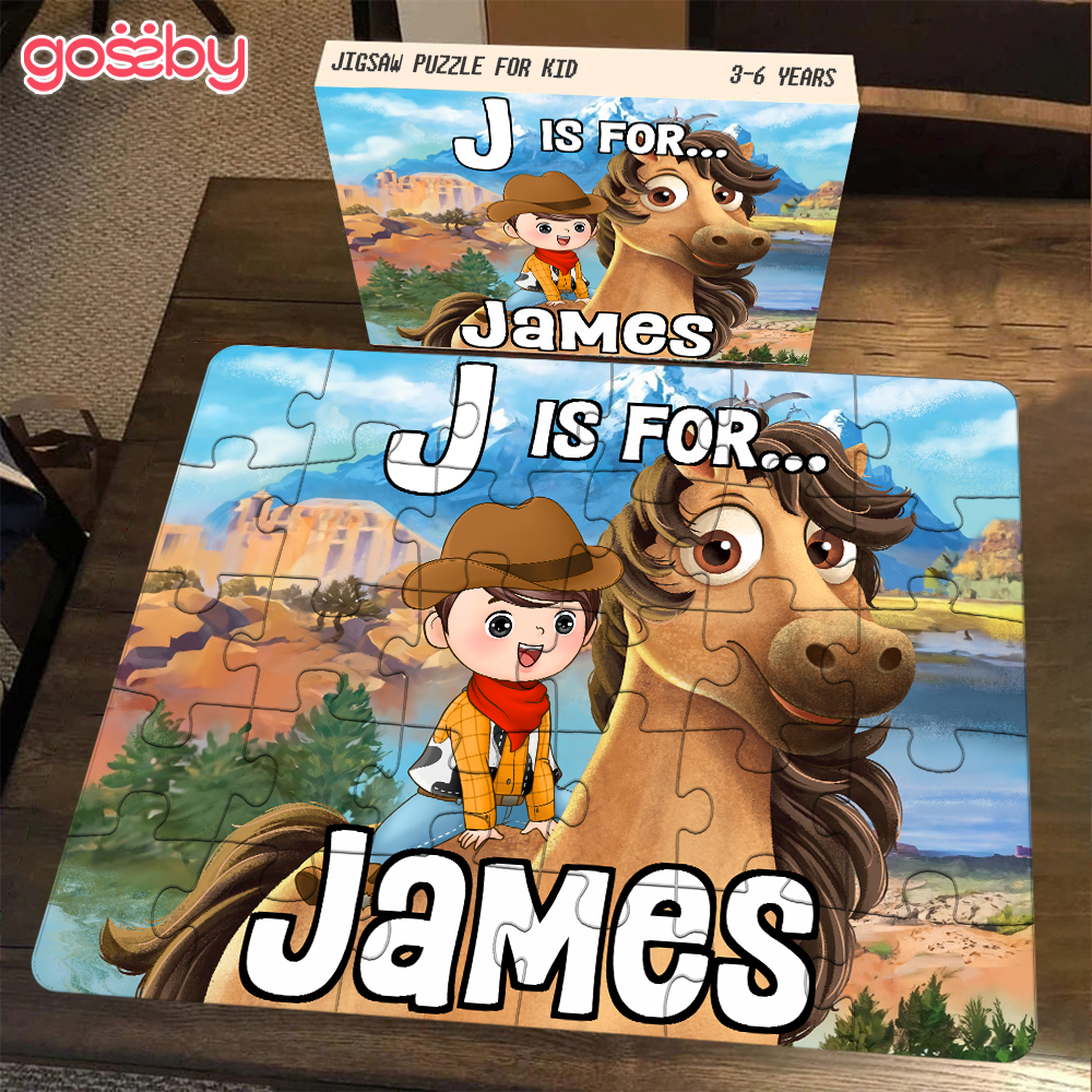 Jigsaw Puzzle Personalized - Cowboy kid (41548) BG1 - Personalized Puzzle