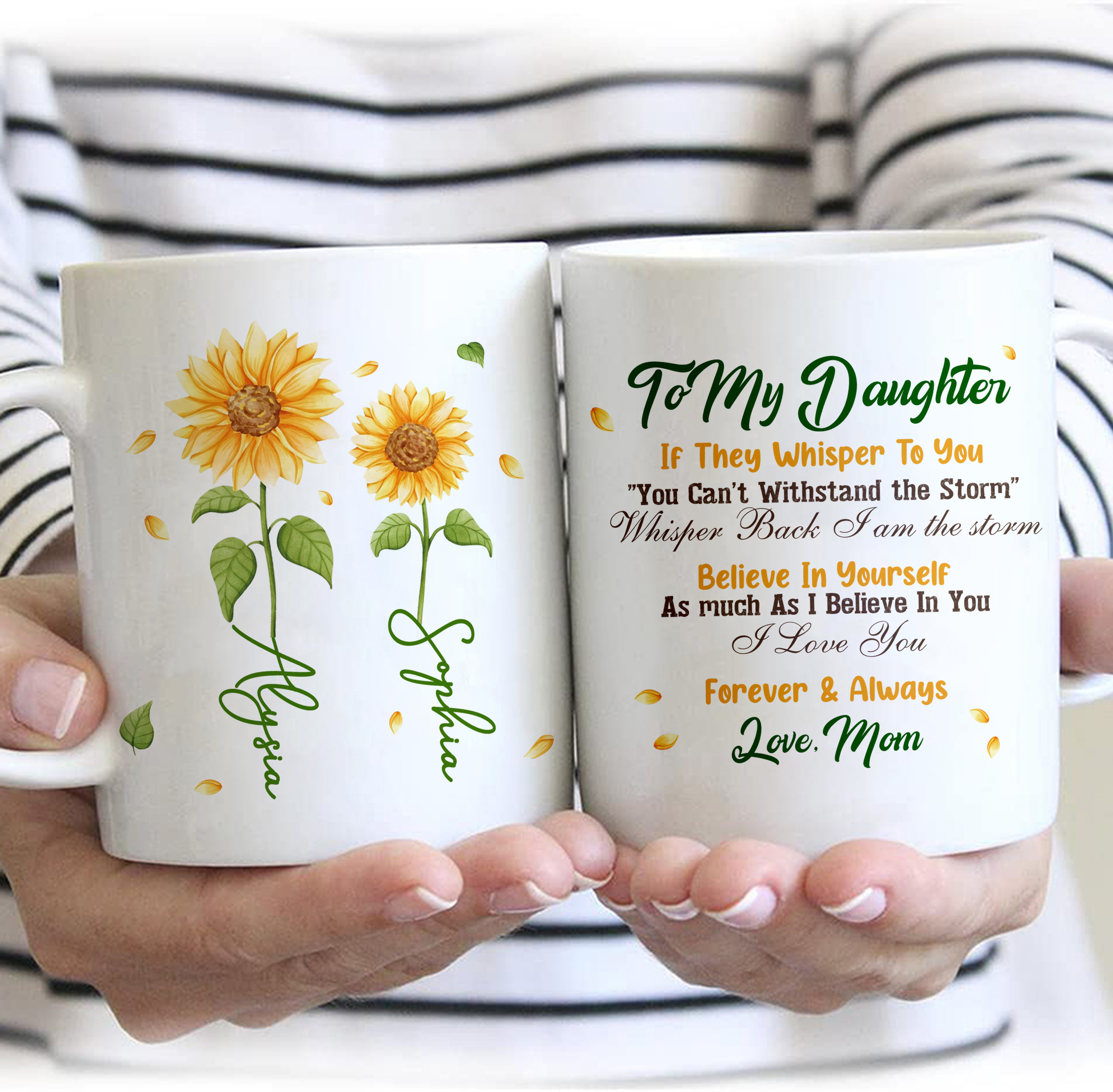 MOM AND DAUGHTER - Personalized Daughter Mug, Sunflowers Mom And ...