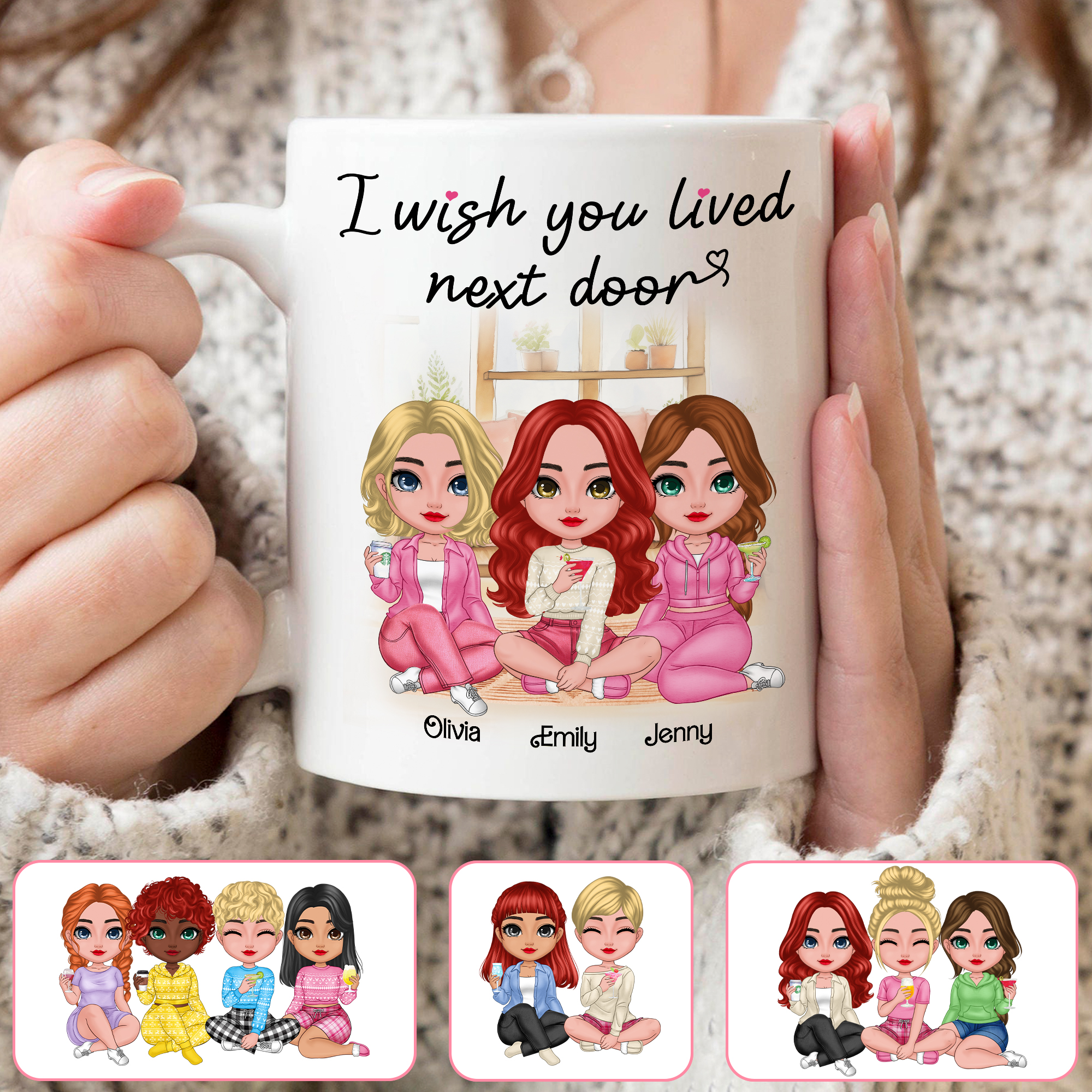 Sisters/Besties Mug - I Wish You Lived Next Door (43094) - Personalized Mug