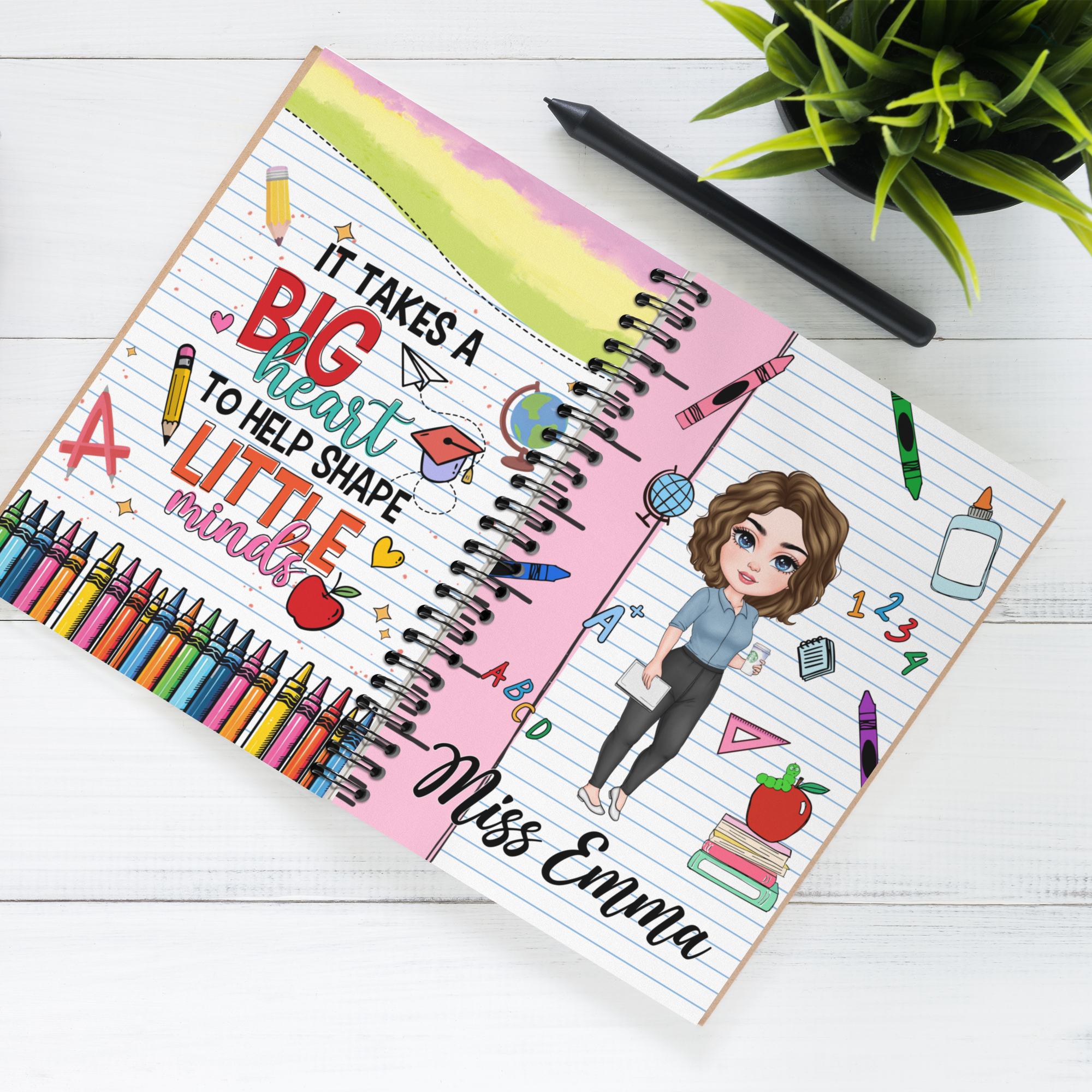 Personalized Notebook - It takes a big heart to shape little minds ...