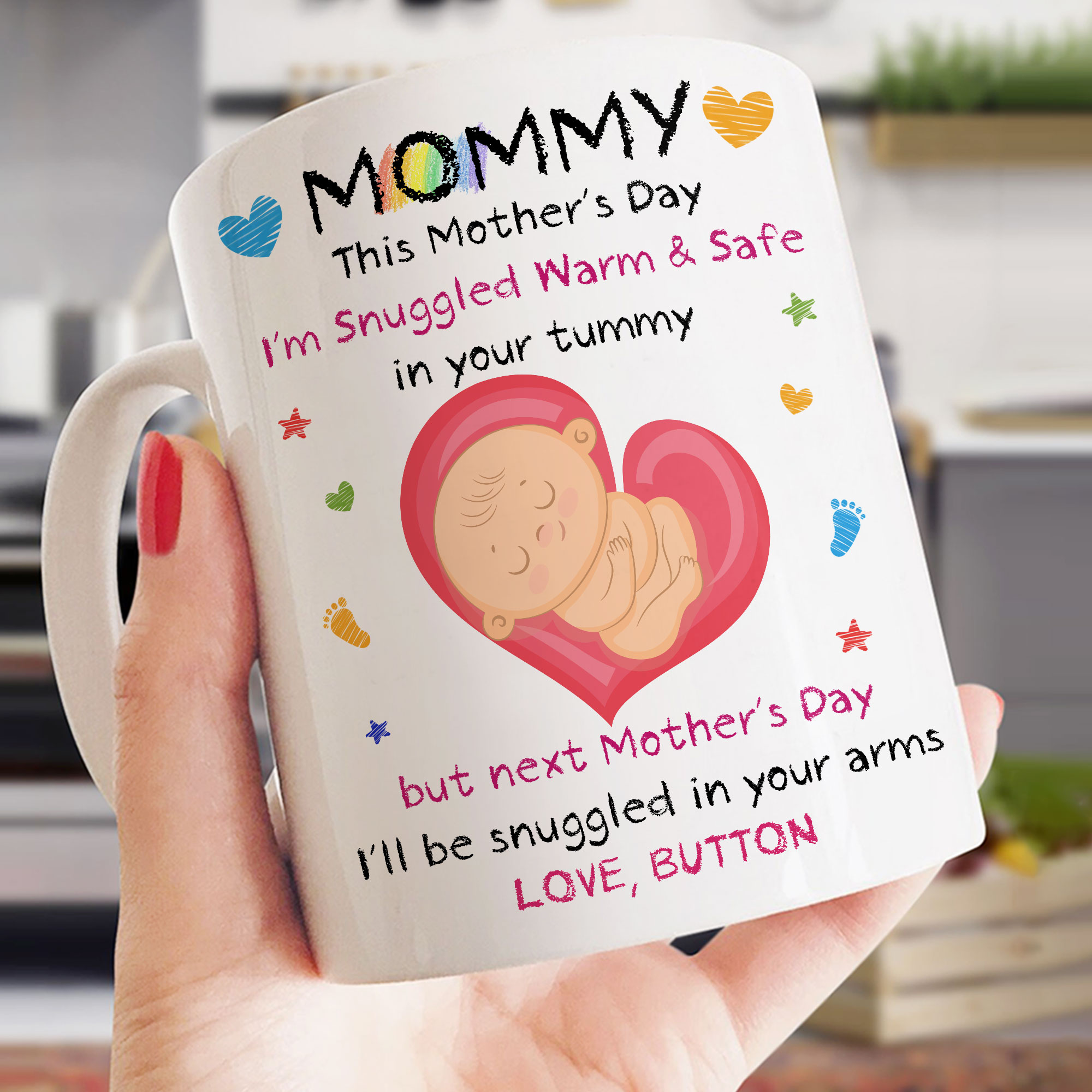 Personalized Mug - Lovely Baby Bump Mug - Happy First Mother's Day ...