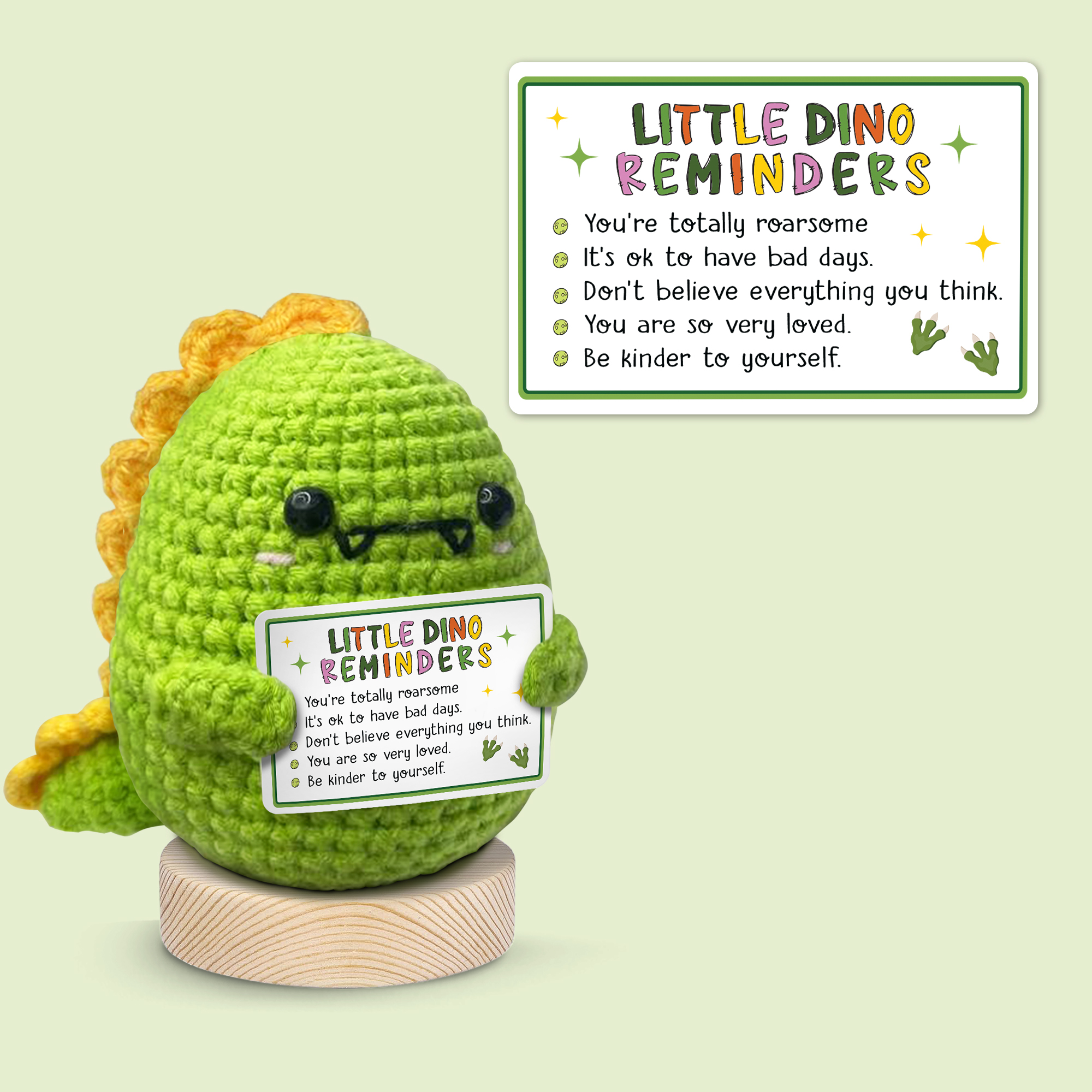 Gossby Handmade Positive Dinosaur Crochet with Message - Little Dino ...