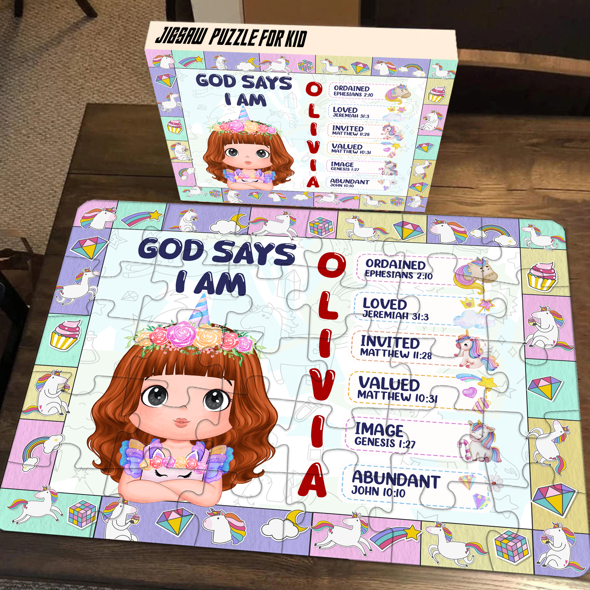 Christmas Gift 2025 - Dream Job - Unicorn Puzzle - "God Says I Am ...