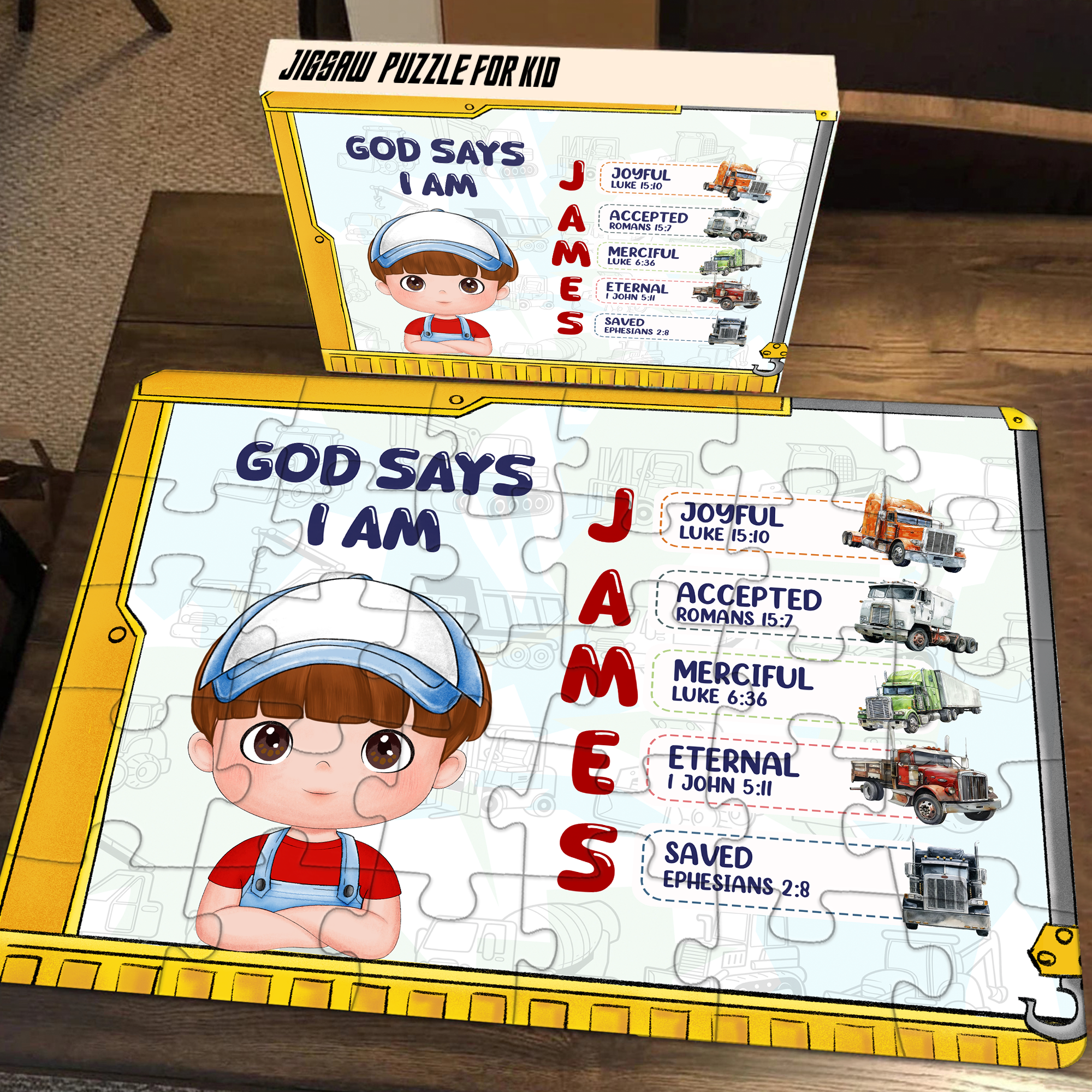 Christmas Gift 2025 - Dream Job - Truck Driver Puzzle - "God Says I Am ...