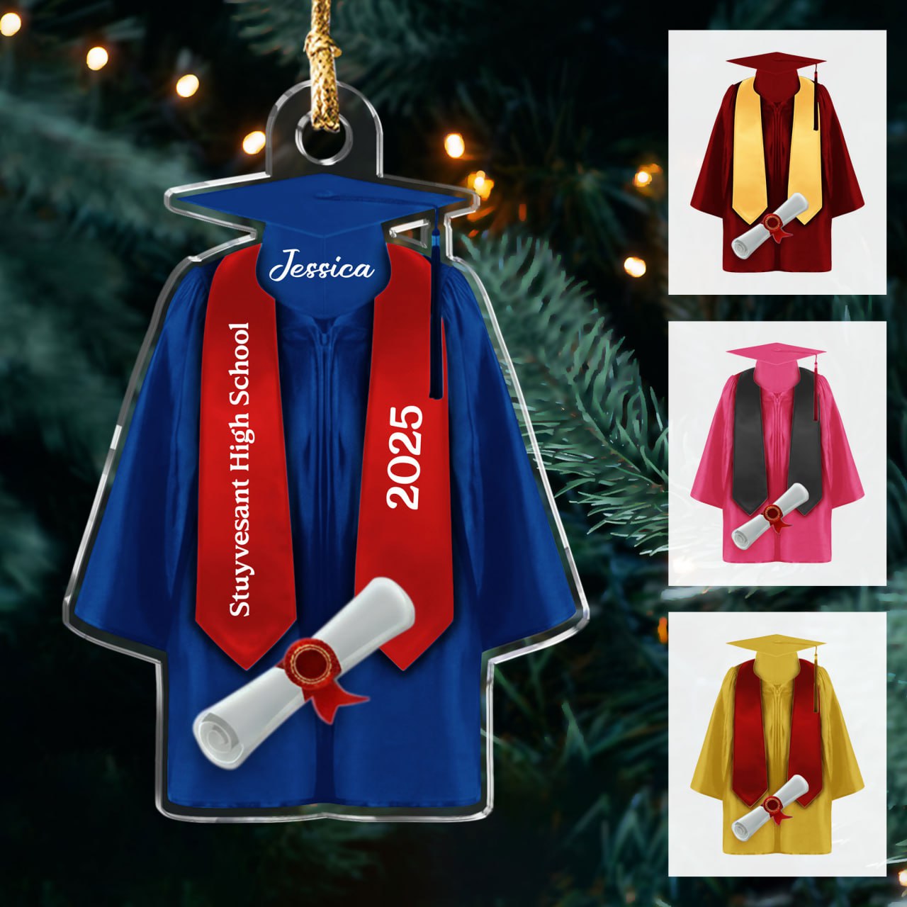 Personalized Set - Personalized Ornament - Graduation Gown Ornament ...