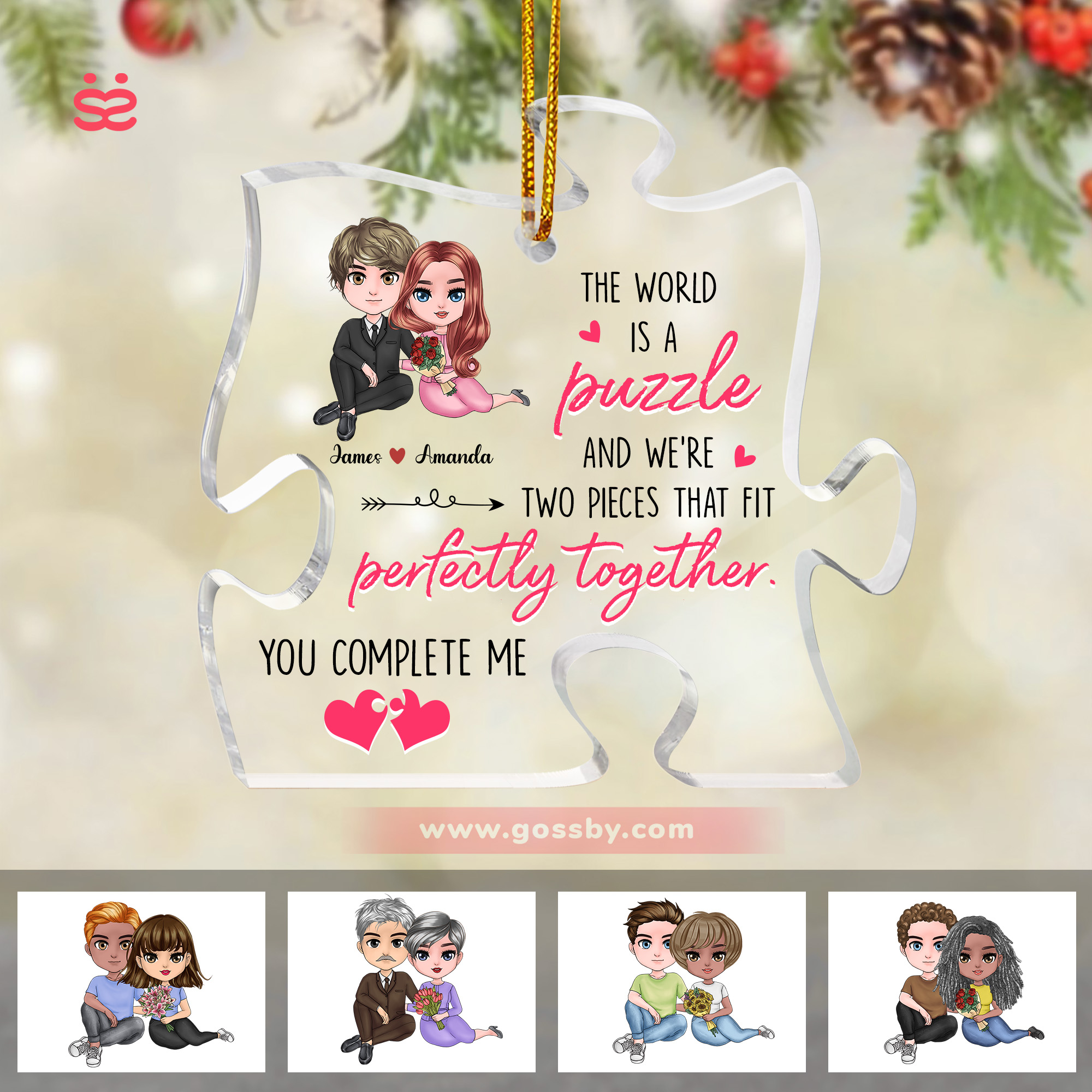 Puzzle Acrylic Ornament - Couple - The World Is A Puzzle And We're Two ...