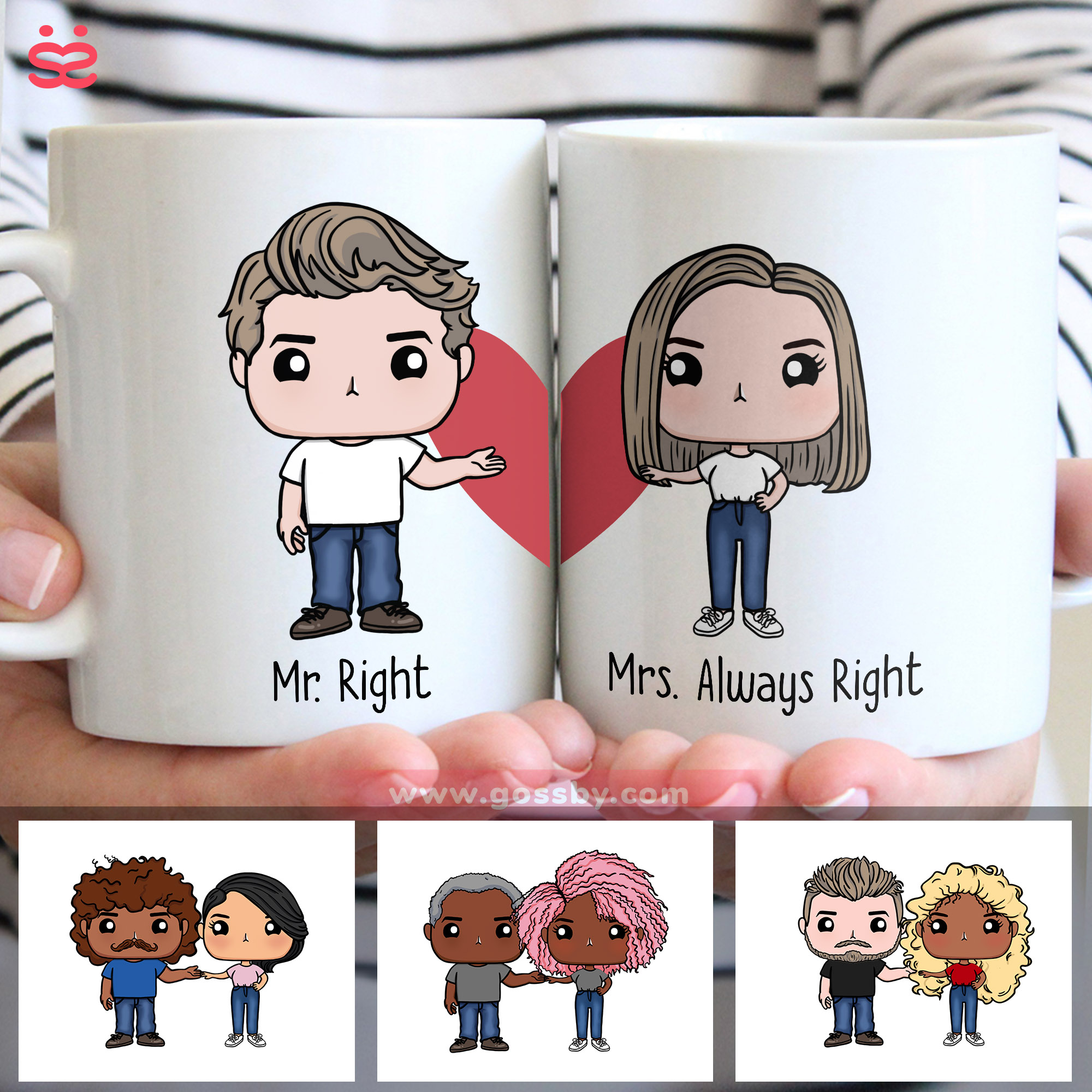 Couple Figure - Anniversary Mug Set - Matching Mugs - Valentine's Day ...
