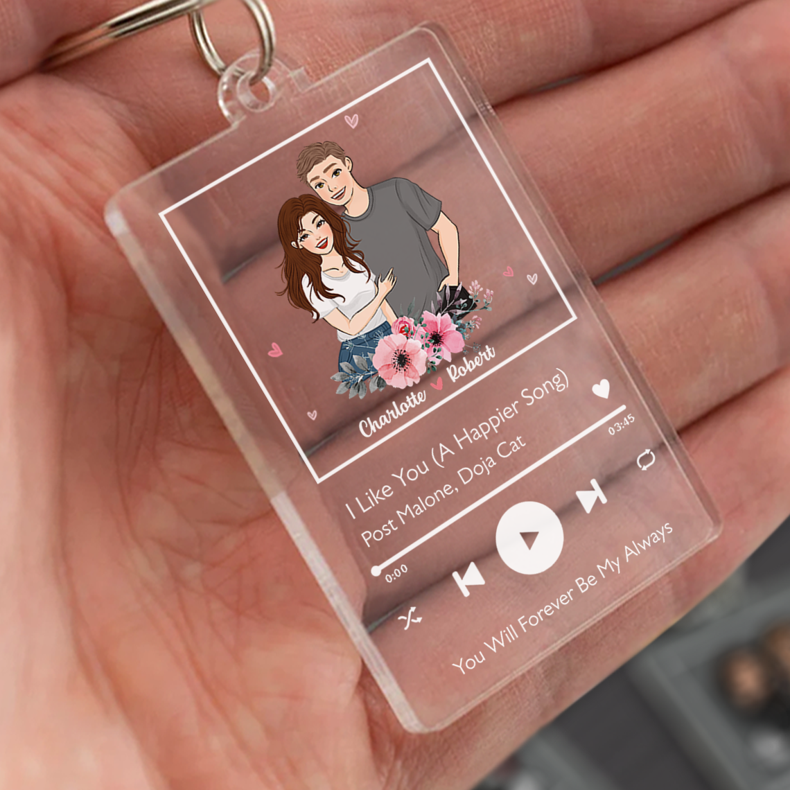 Gossby Personalized Couple Song Keychain - Custom Artwork and Message