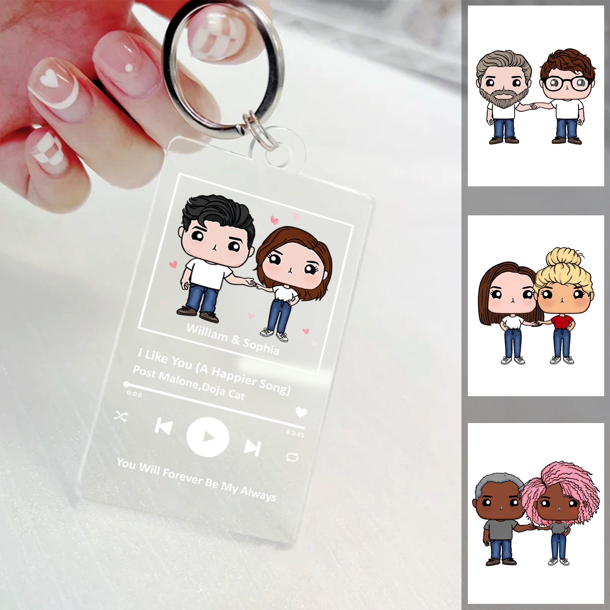 Song Keychain - Couple Figure - Christmas Gifts - Valentine's Day Gifts ...