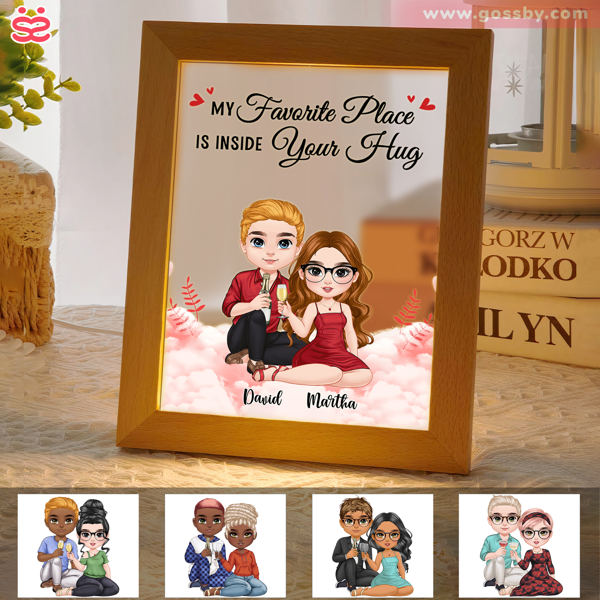 Couple - My favorite place is inside your hug - Wooden Acrylic Frame ...