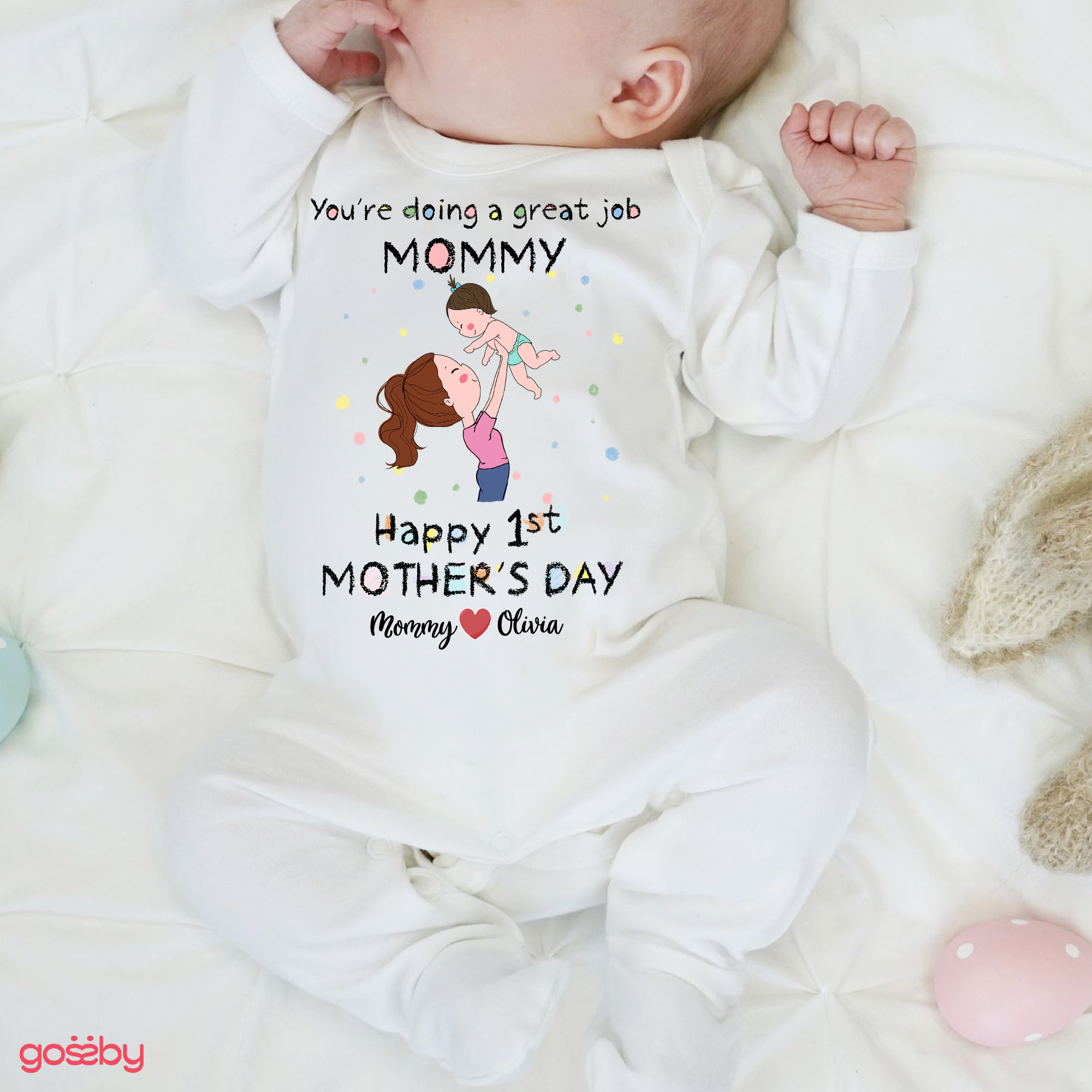 Baby Sleepsuits - You're doing a great job mommy Happy 1st Mother's Day - Personalized Shirt ...