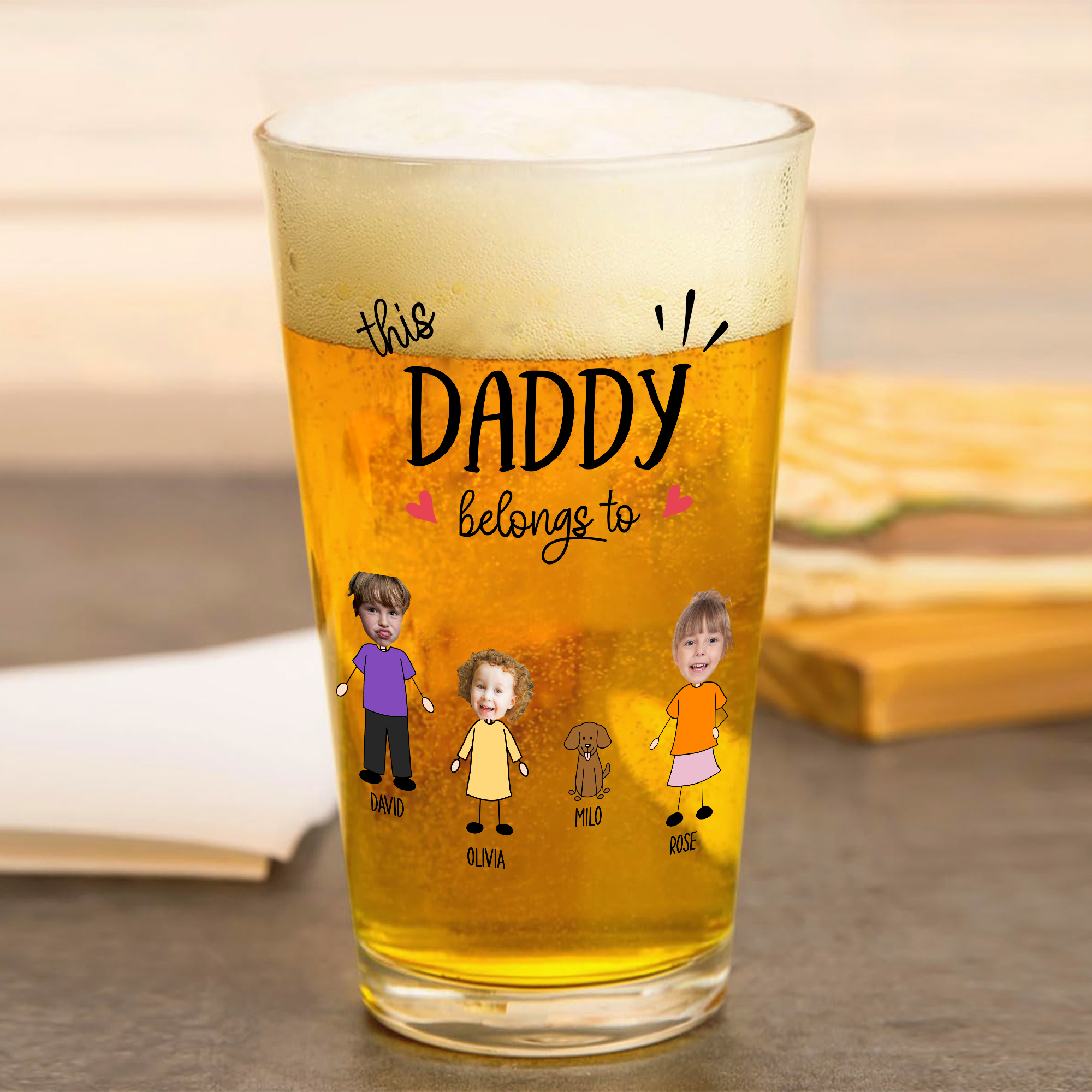 Photo Beer Glass - This Daddy Belong To - Father's Day Gift, Gift For ...