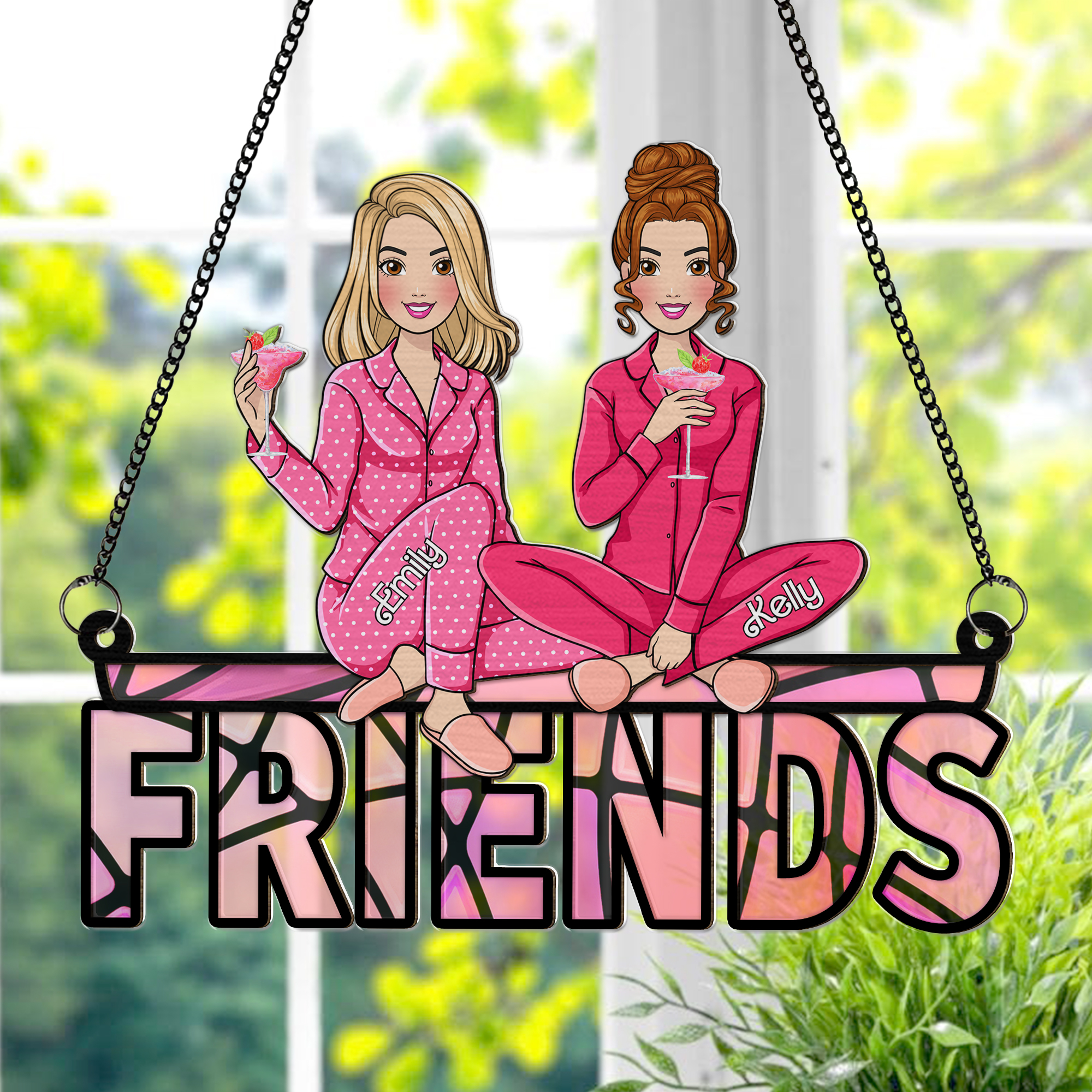 Sisters/Besties - Friends Sitting Together - Personalized Window ...