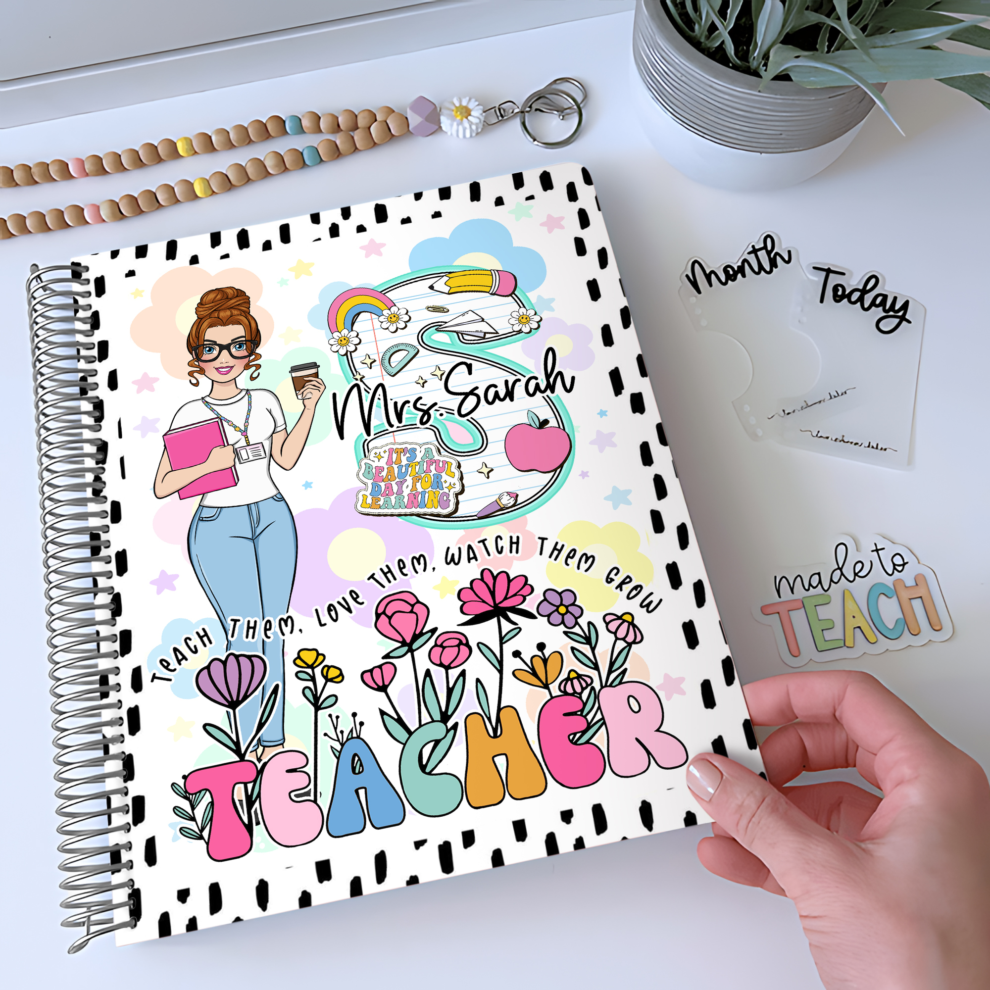 Planner - Teacher Planner & Calendar, Personalized Teacher Planner 2024 ...