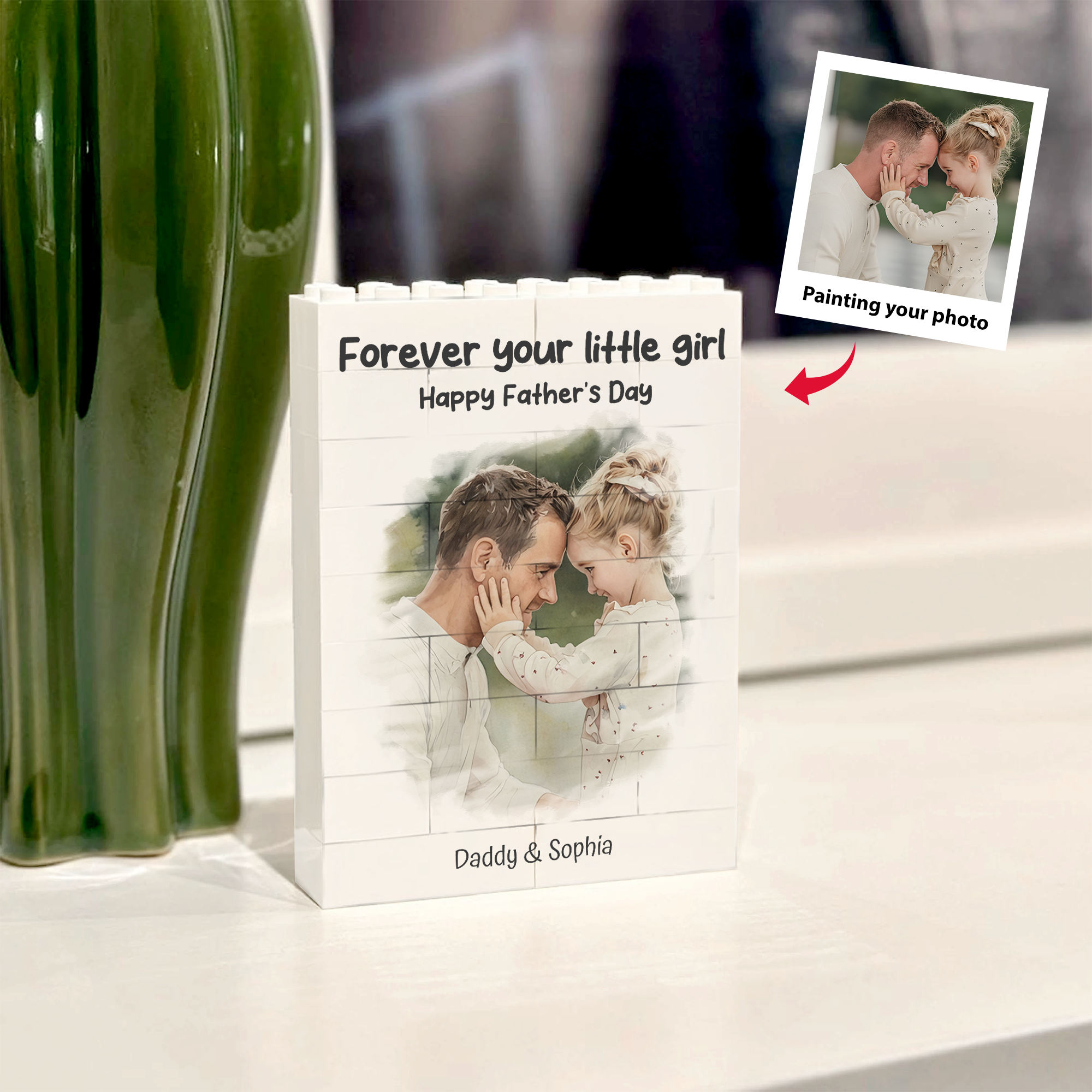 Personalised Brick Photo block - Forever your little girl - Gift for ...