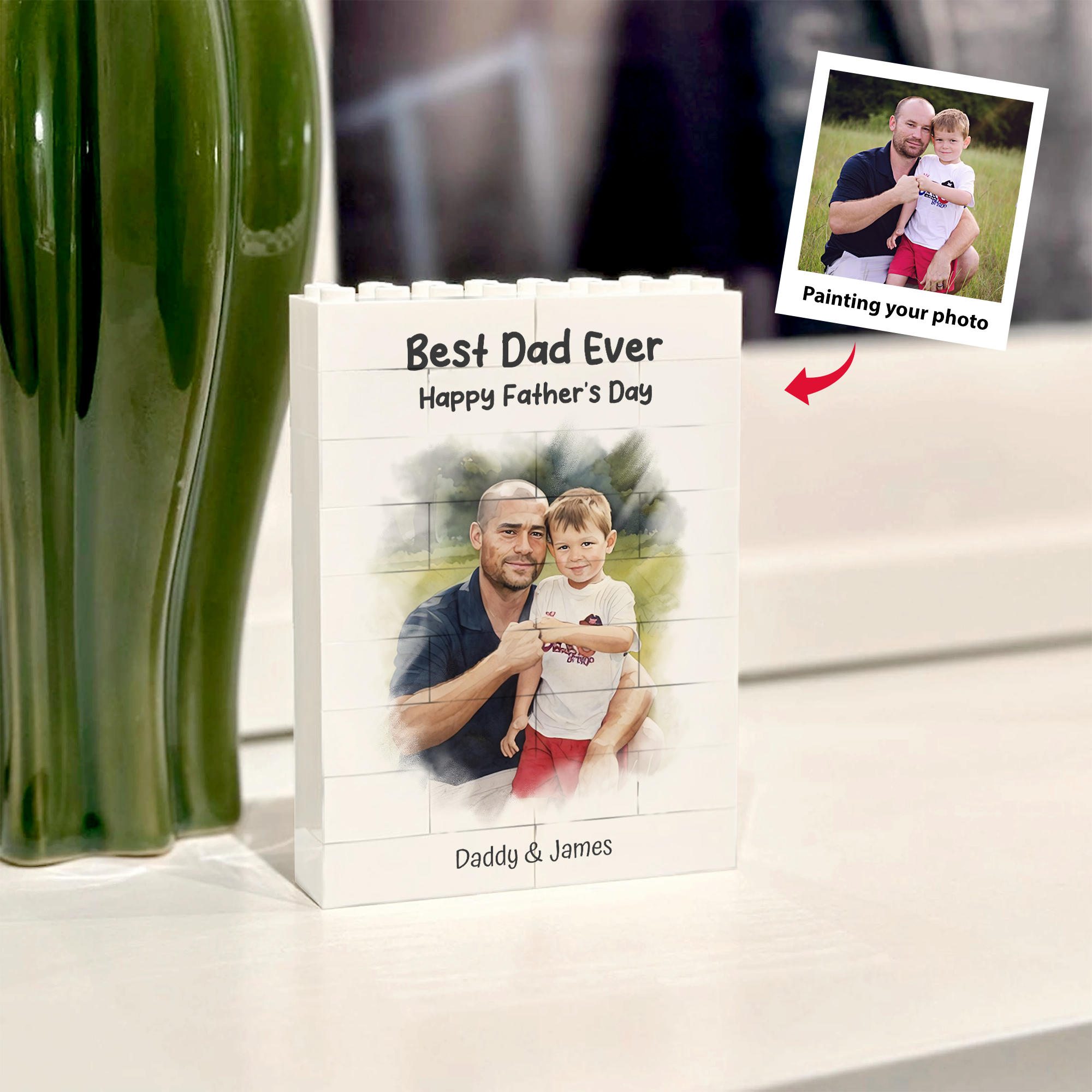 Personalised Brick Photo block - Best Dad Ever - Gift for Dad ...