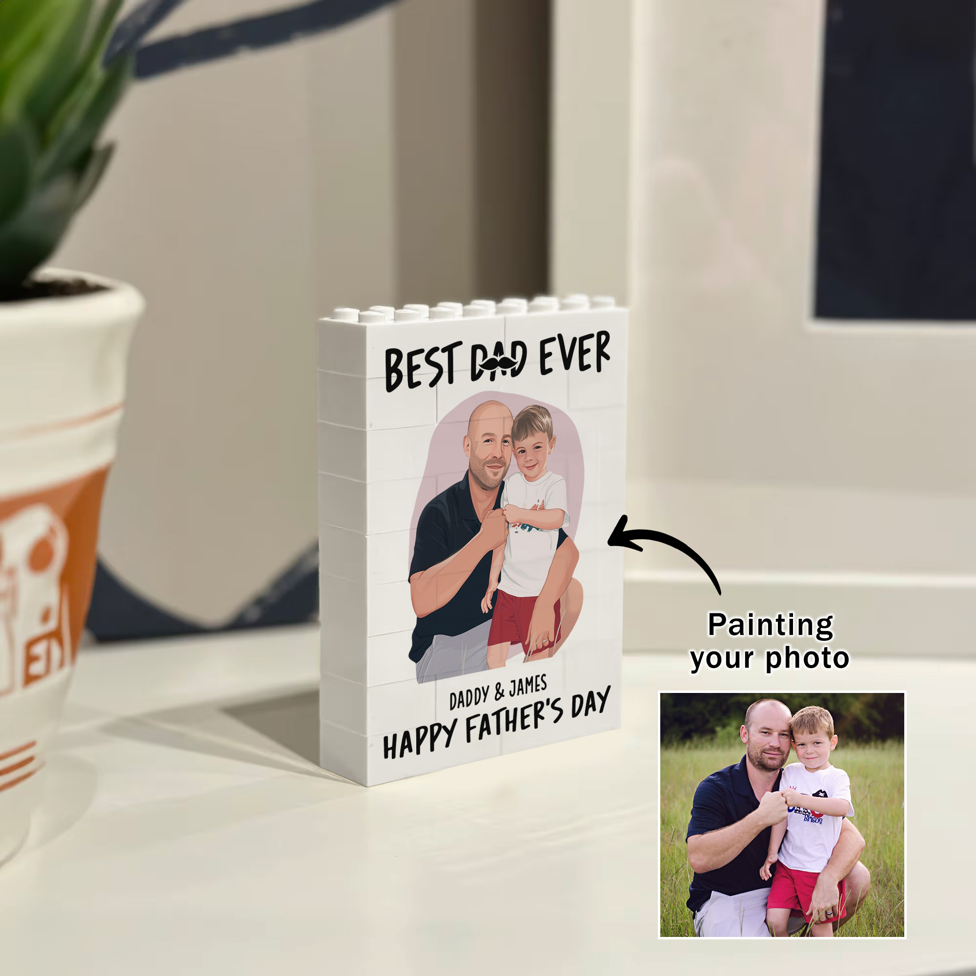 Personalised Brick Photo block - Best Dad Ever - Gift for Dad ...