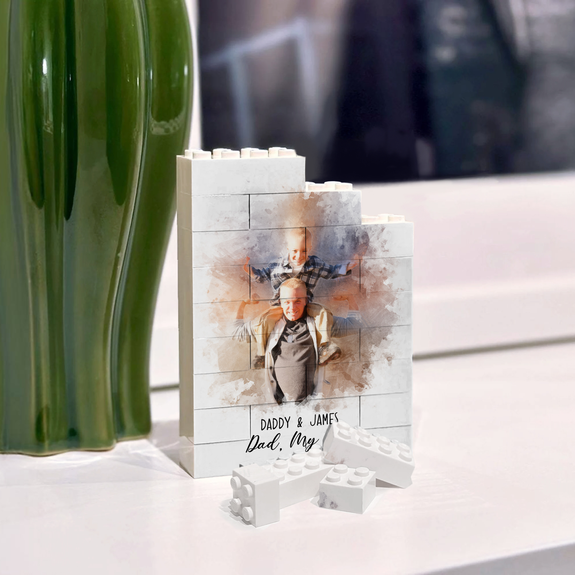 Personalised Brick Photo block - Dad, My Hero - Gift for Dad - Building ...