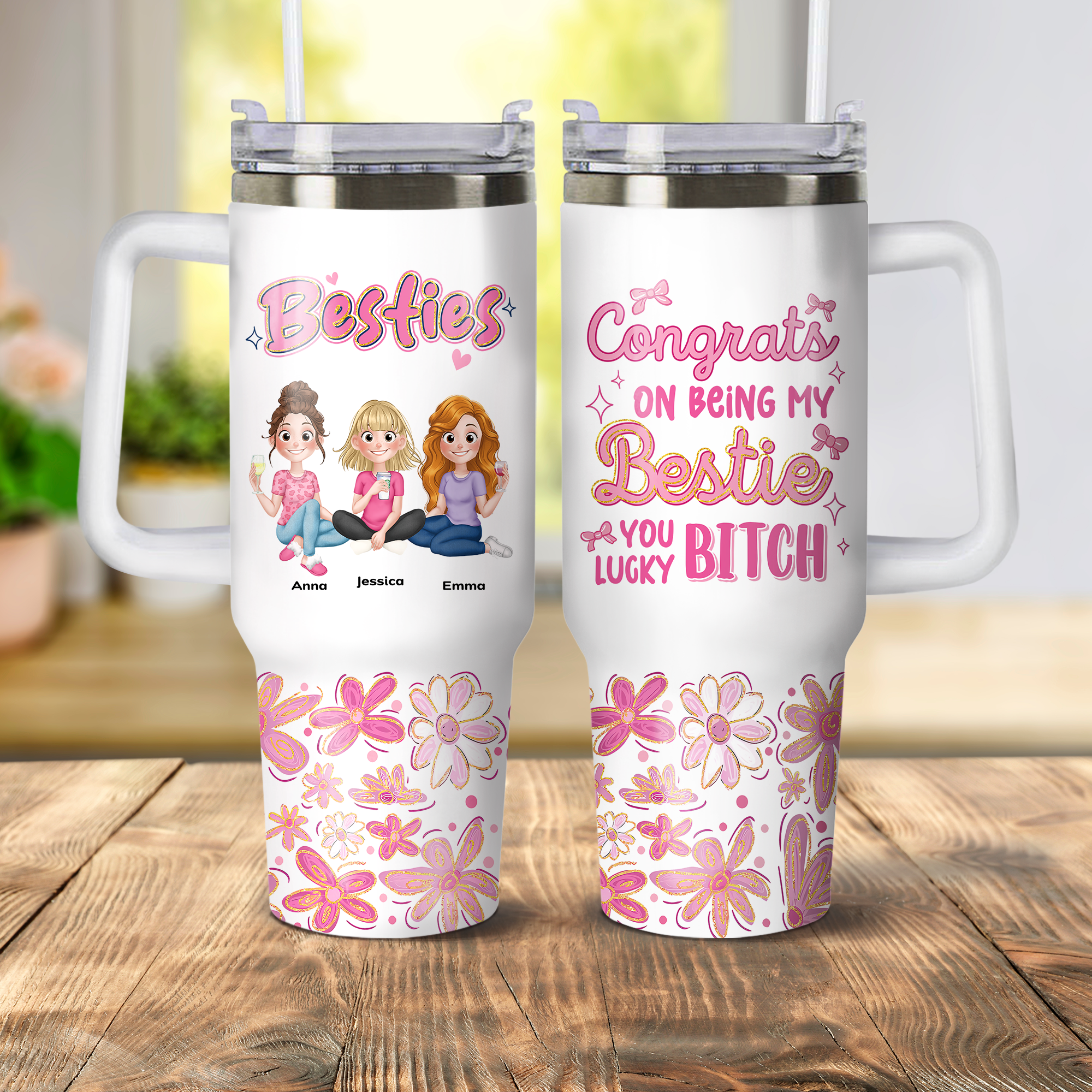 Personalized 40oz Tumbler with Handle and Straw - Congrats on being my ...